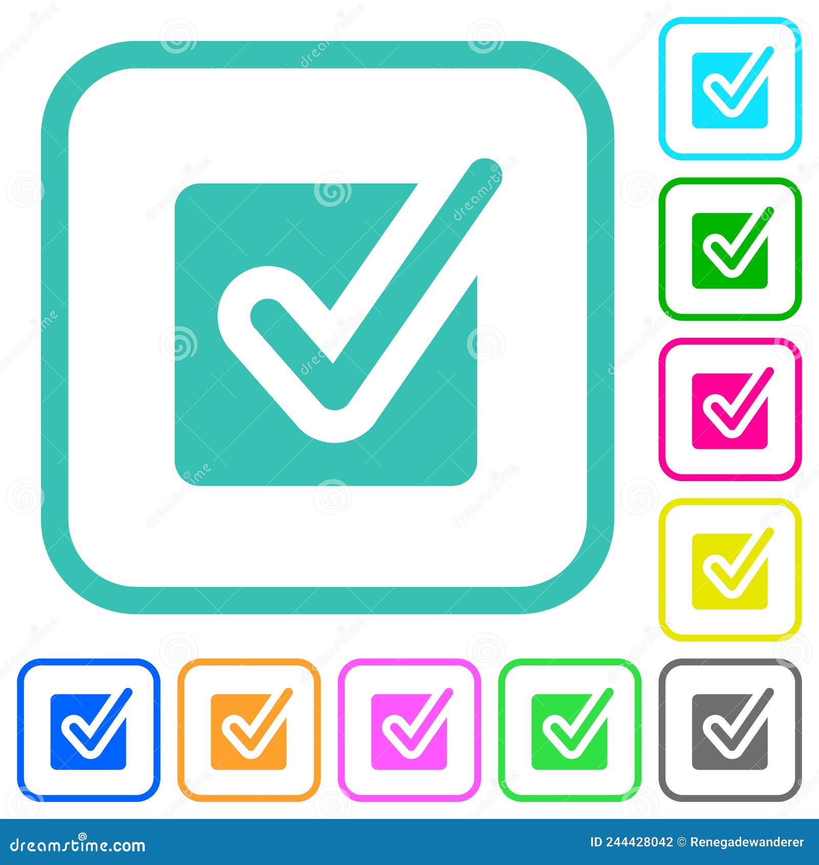 Checked Box Solid Vivid Colored Flat Icons Stock Vector - Illustration ...