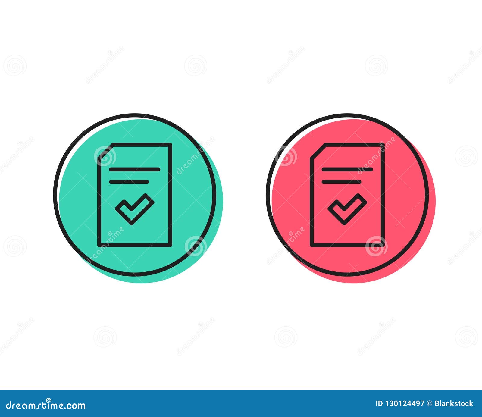 Checked Document Line Icon. File Sign. Vector Stock Vector ...