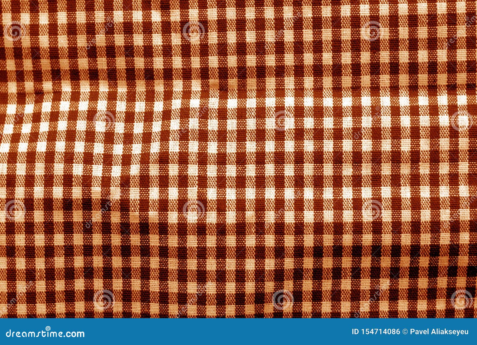 Checked Fabric Texture in Orange Tone Stock Photo - Image of closeup ...