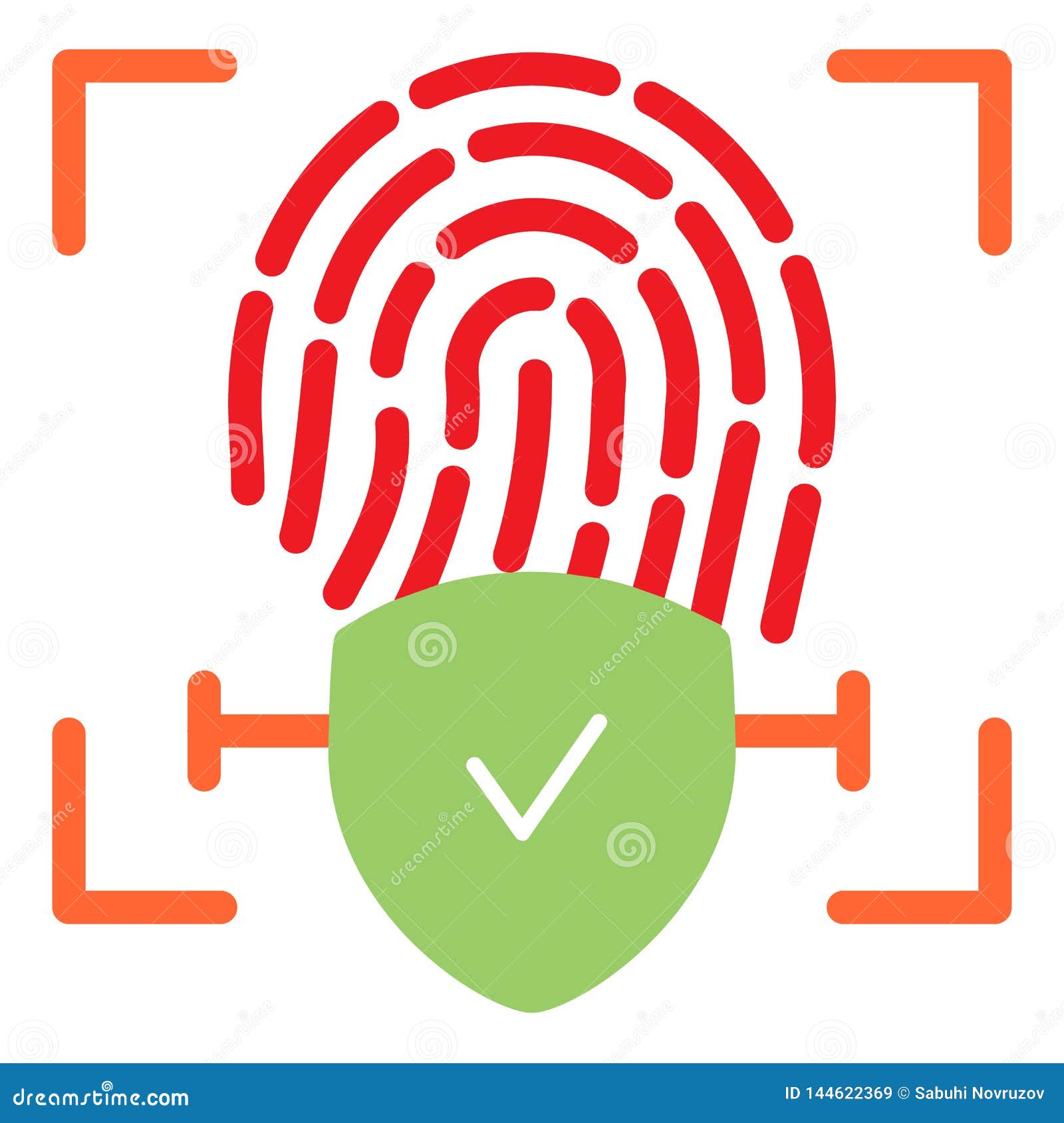 Checked Fingerprint Flat Icon. Fingerprint Identification Approved ...