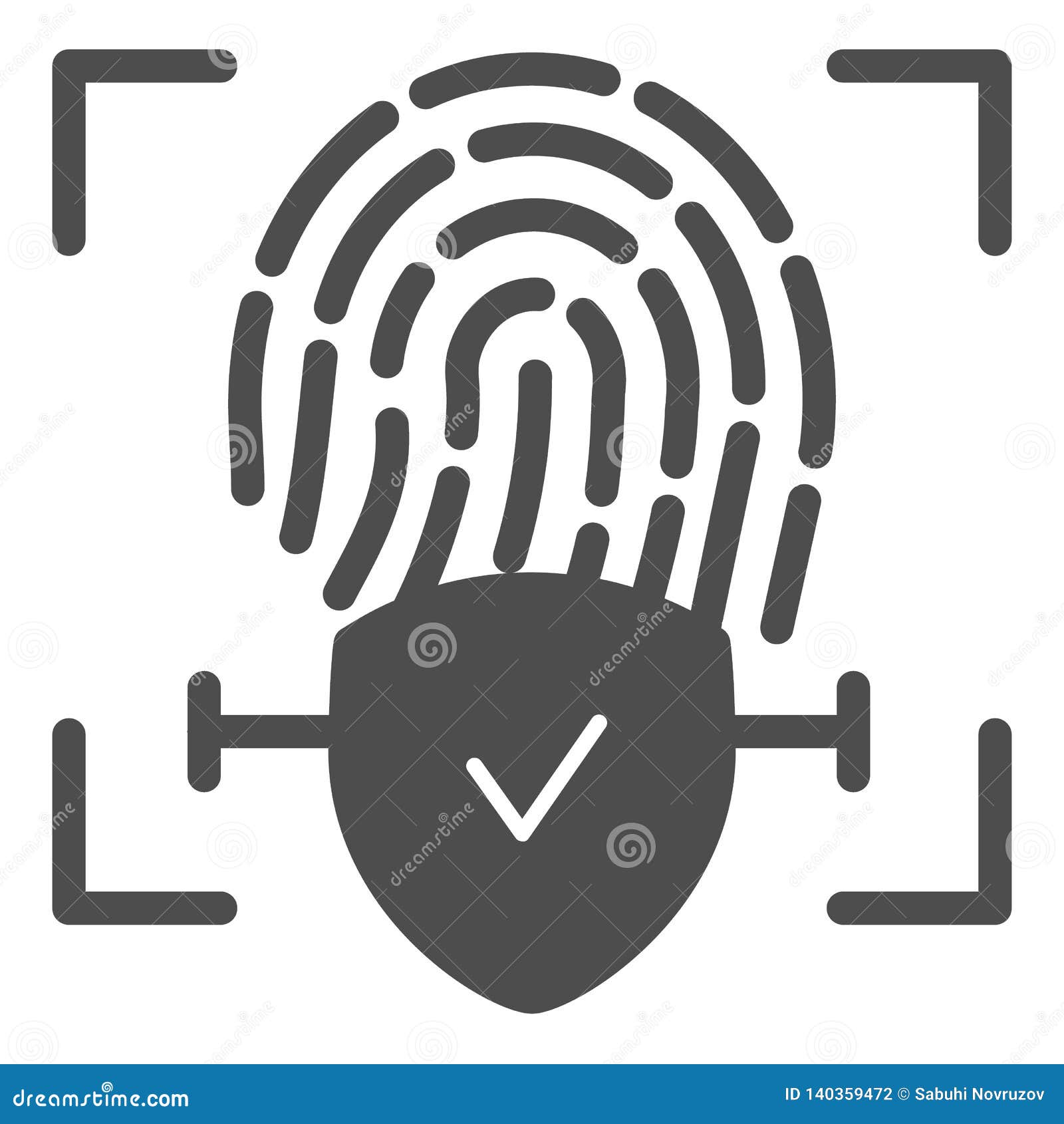 Checked Fingerprint Line Icon. Finger Identification Approved Vector ...
