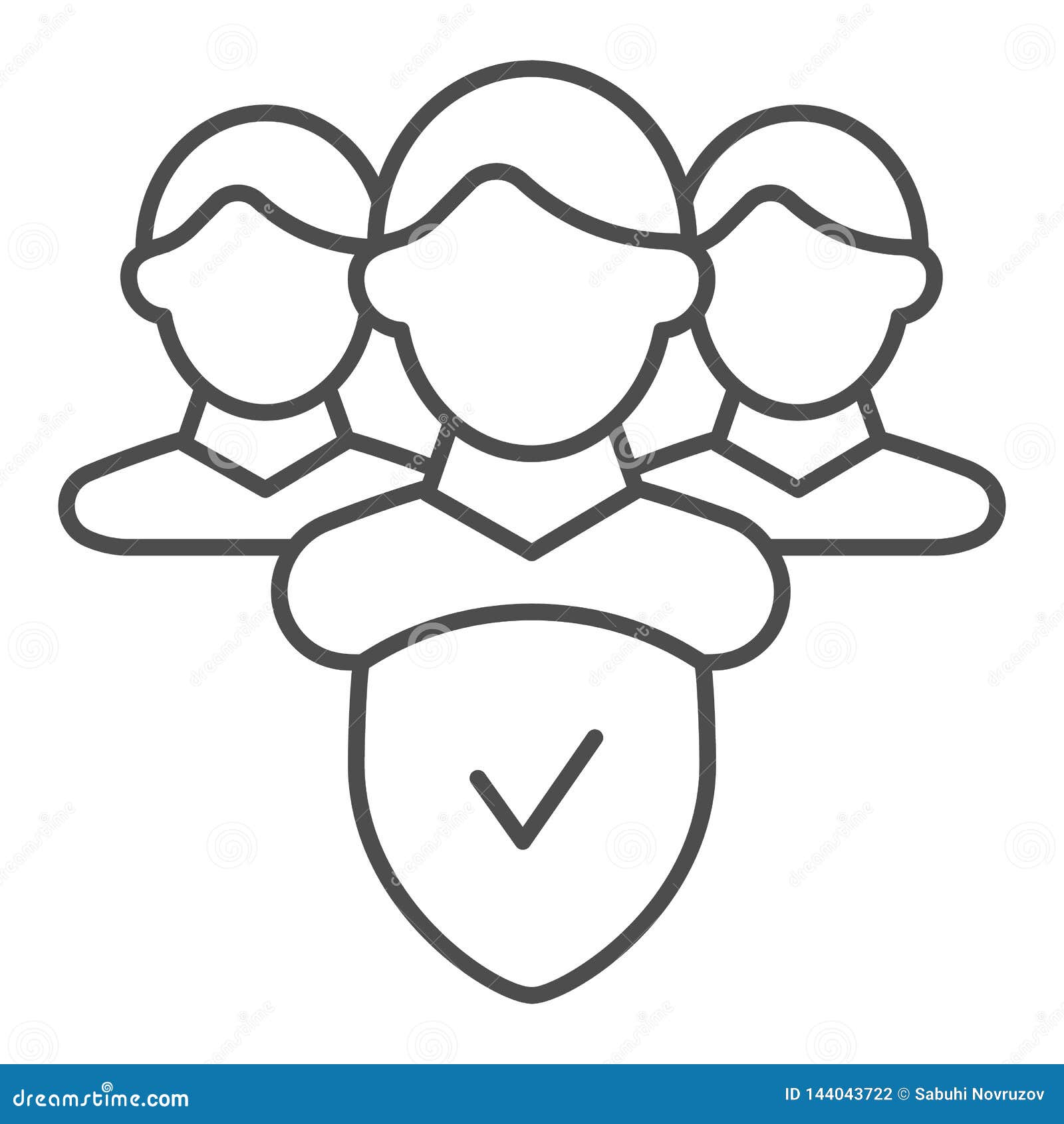 Checked Group Thin Line Icon. Verified Team Vector Illustration ...
