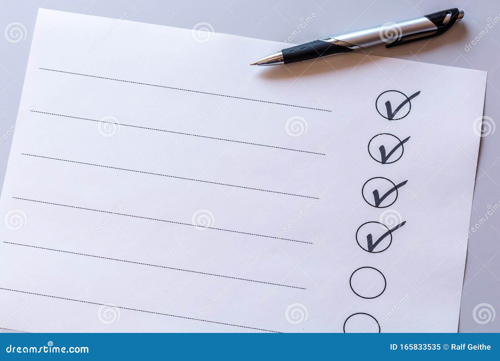 Checked List with Copy Space for Individual Adjustments Stock Image ...