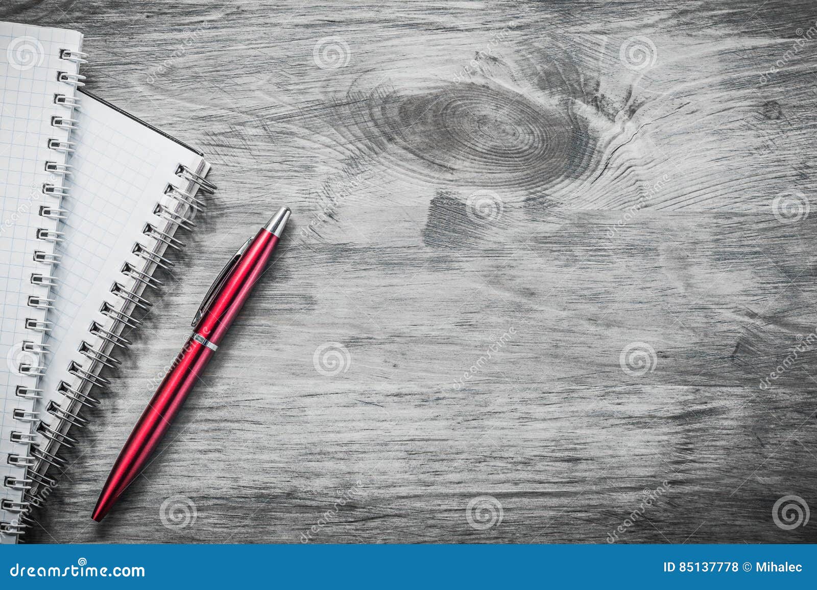 Checked Note-books Biro Pen on Wooden Board Education Concept Stock ...