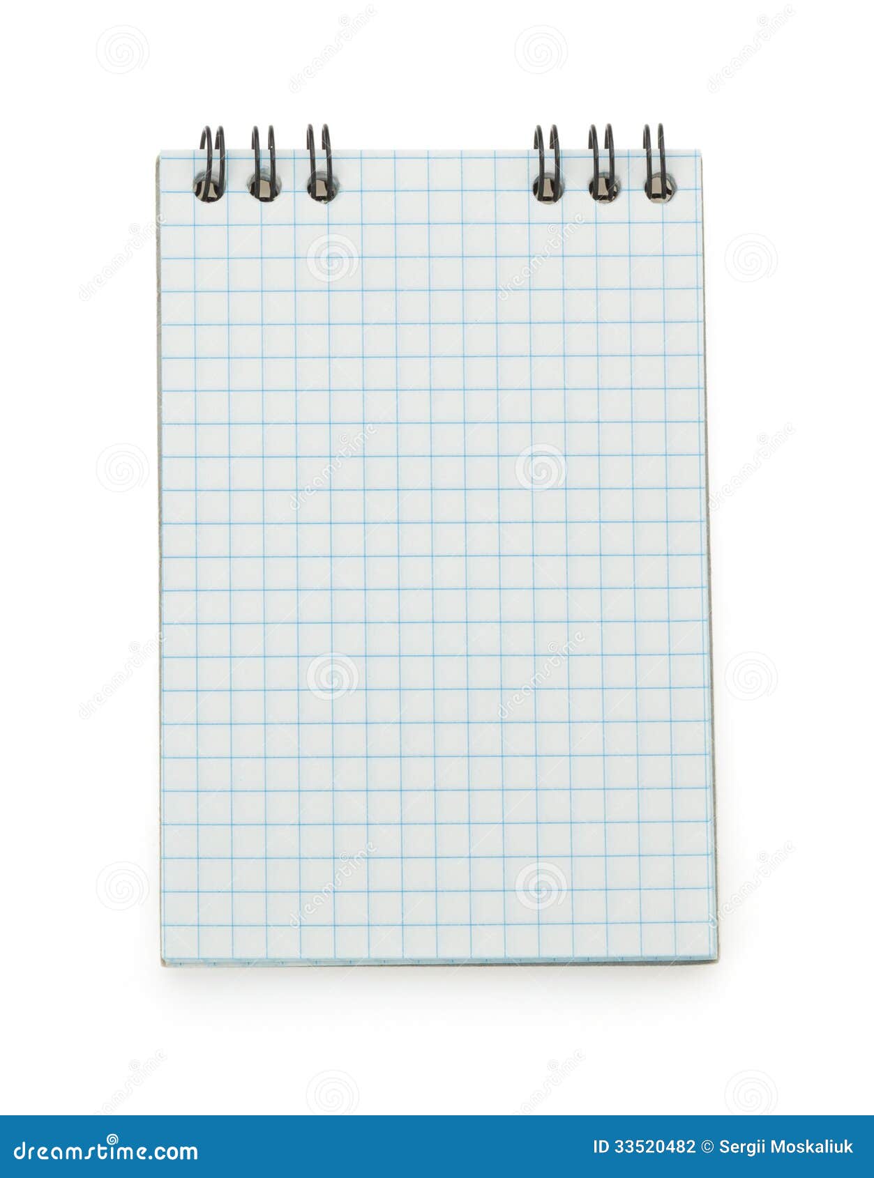 Checked Note Paper on White Stock Photo - Image of grid, graph: 33520482