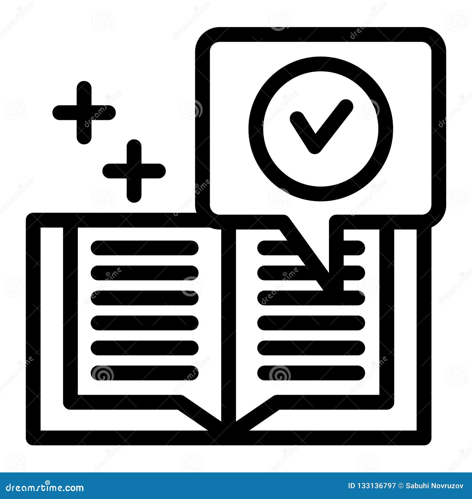 Checked Notebook Line Icon. Verified Notes Vector Illustration Isolated ...