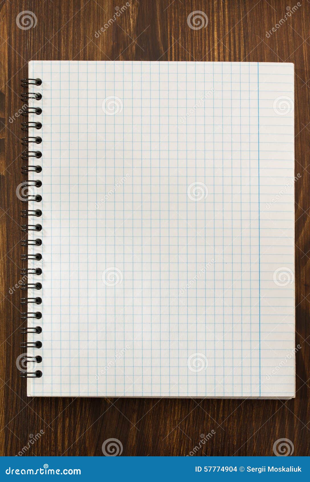 Checked notebook on wood stock photo. Image of space - 57774904