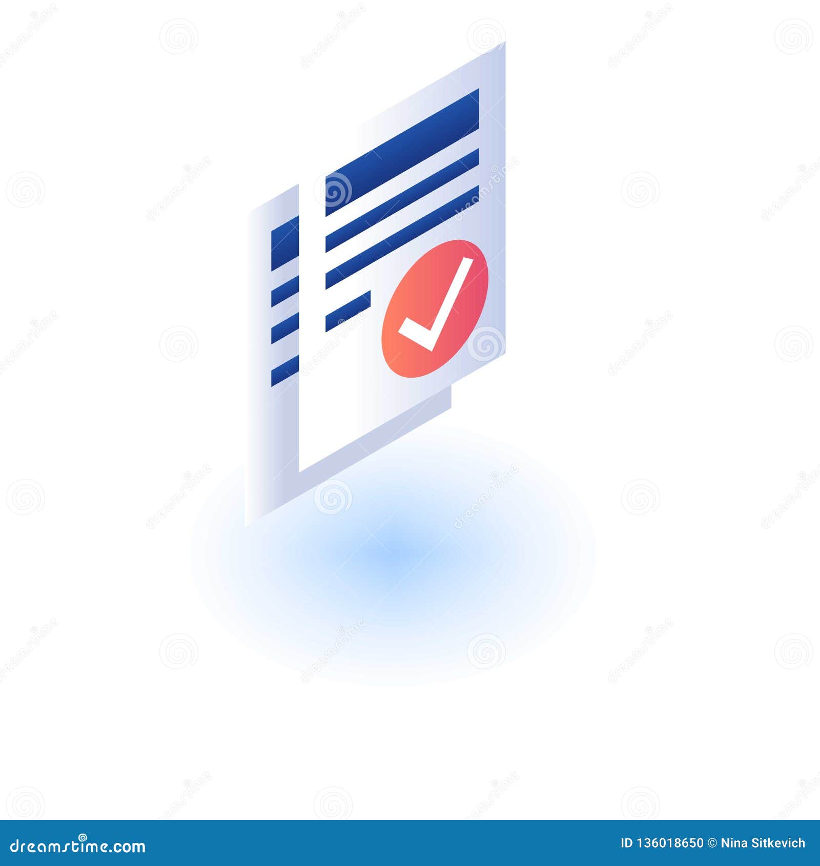 Checked Paper Icon, Isometric Style Stock Vector - Illustration of list ...