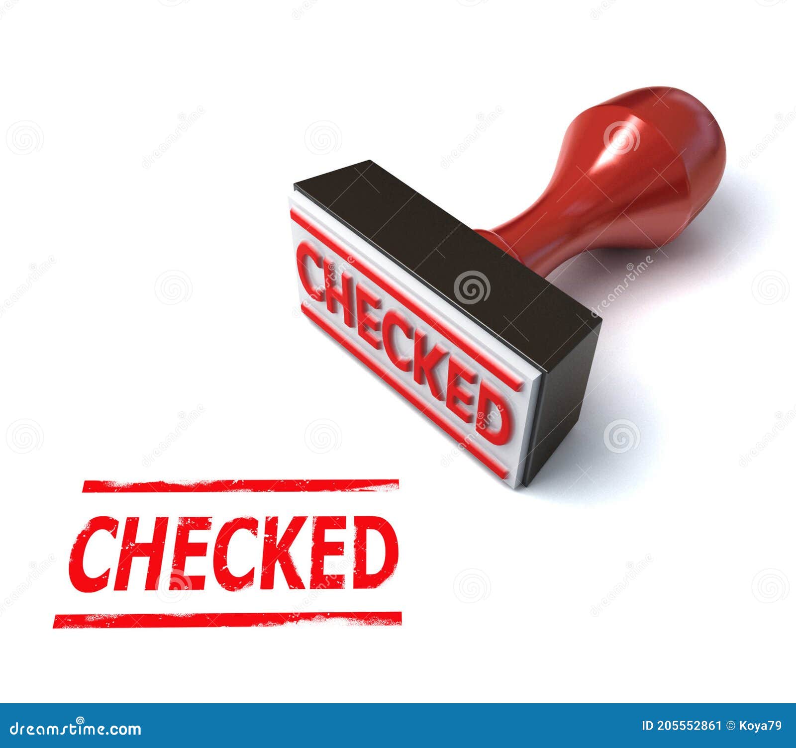 Checked Rubber Stamp 3d Rendering Stock Illustration - Illustration of ...