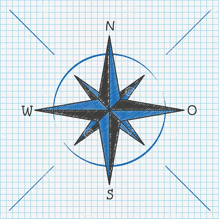Checked School Paper Compass Stock Vector - Illustration of opening ...
