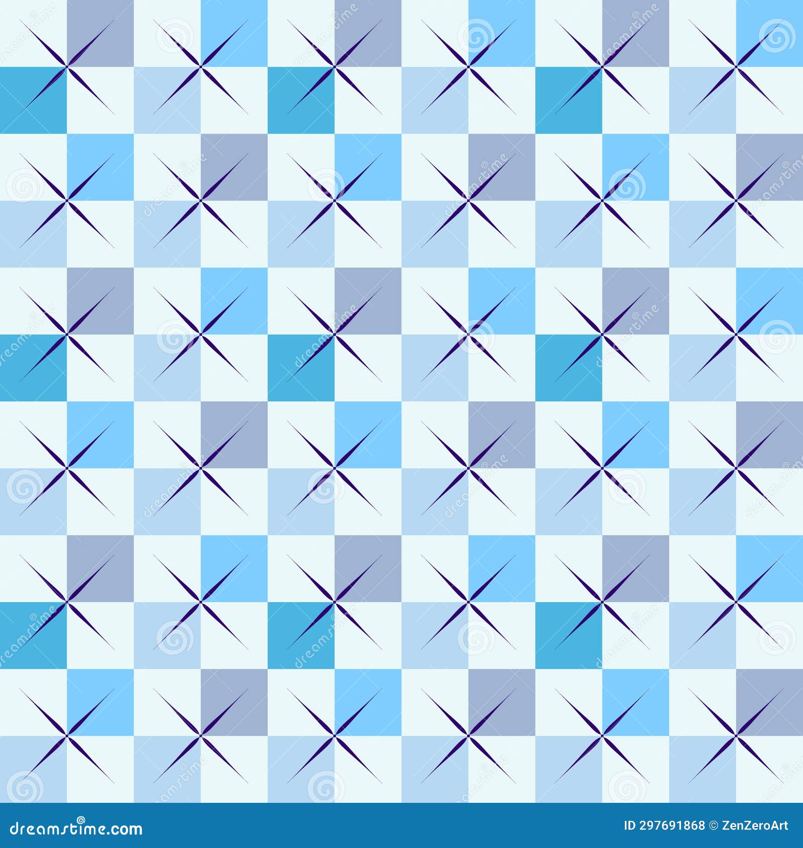Checker Board, Star Shape Abstract Seamless Pattern. Decorative ...