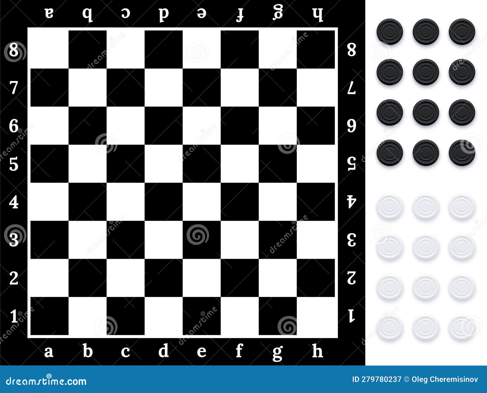 Checker Board, Top View Vector Illustration. 3d Realistic Layers with ...