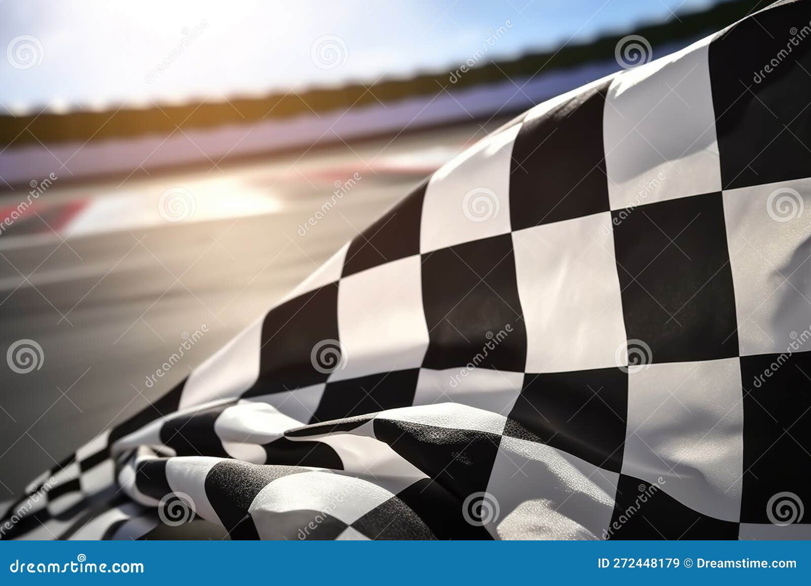 Checker Flag Against Race Track Created with Generative AI Technology ...