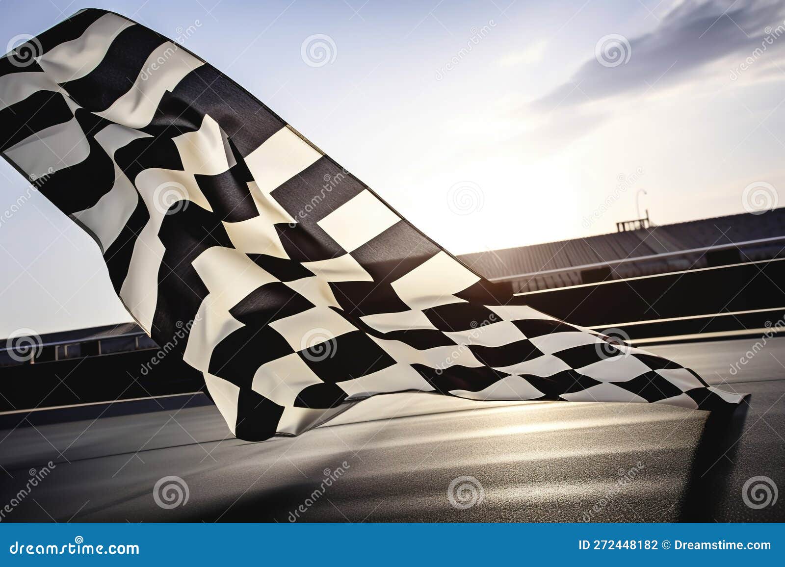 Checker Flag Against Race Track Created with Generative AI Technology ...