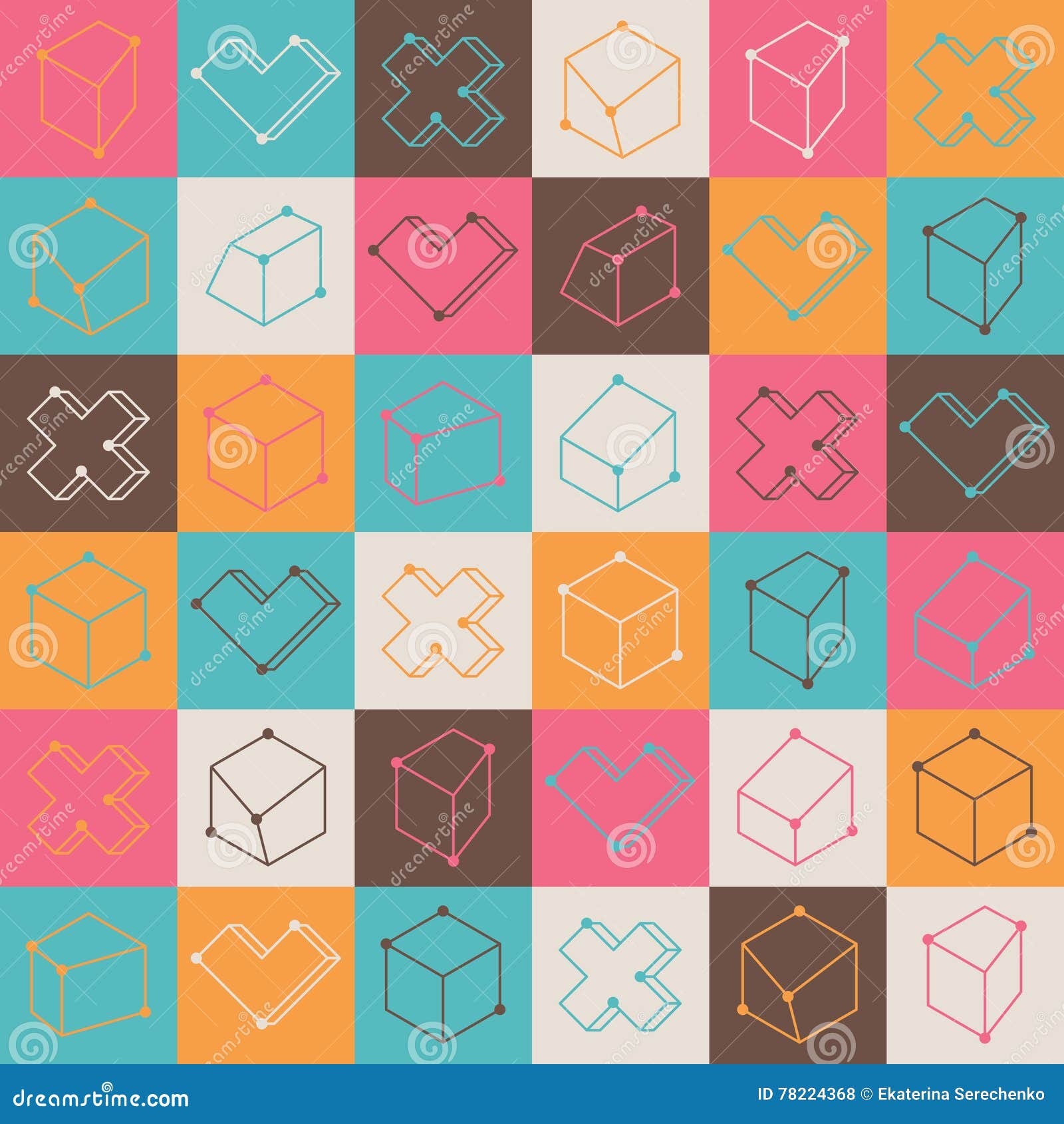 Checker Pattern with Geometric Shapes Stock Vector - Illustration of ...