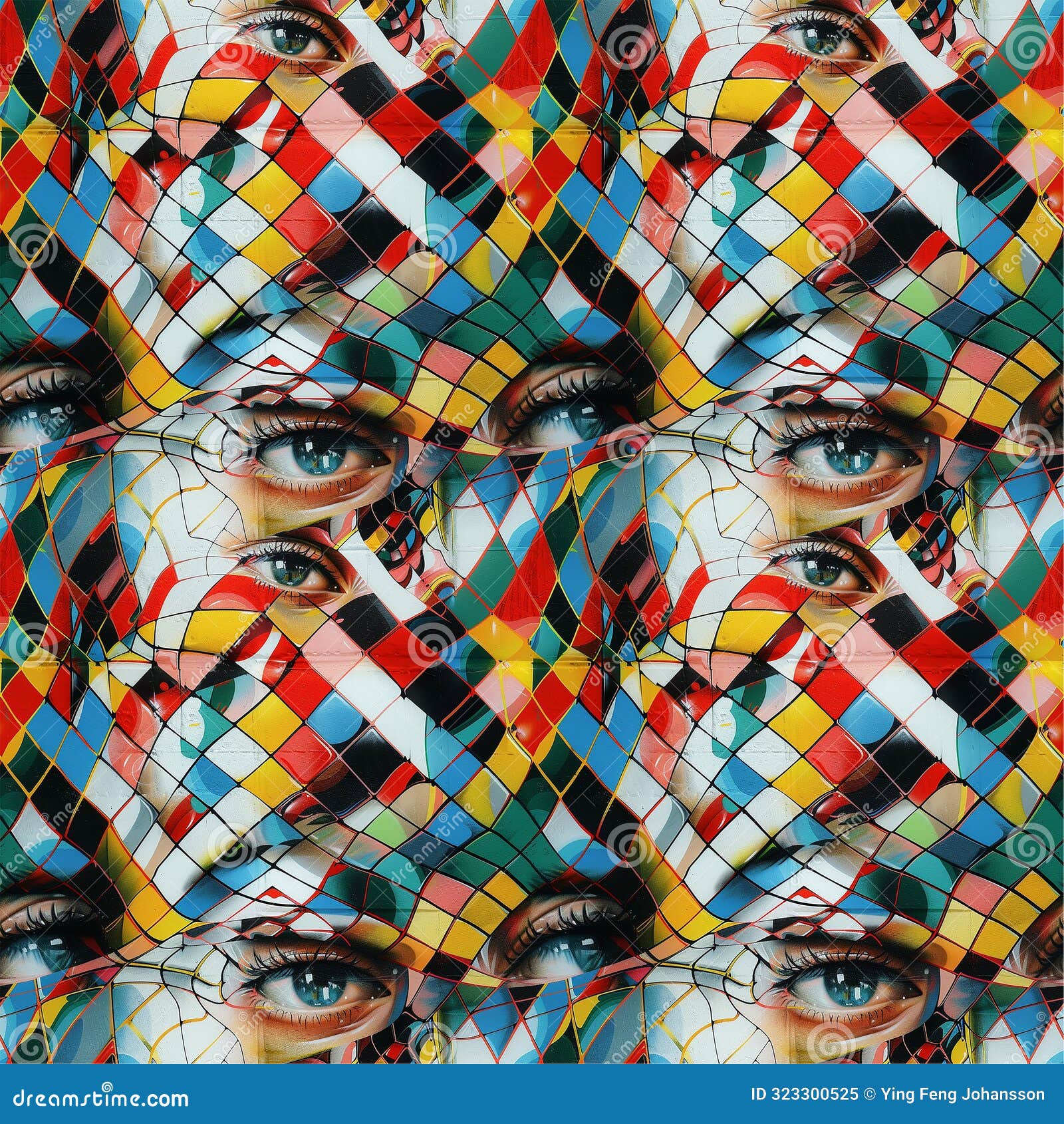 Checker Pattern and Unsettling Psychedelic Eyes of a Woman, Creating an ...