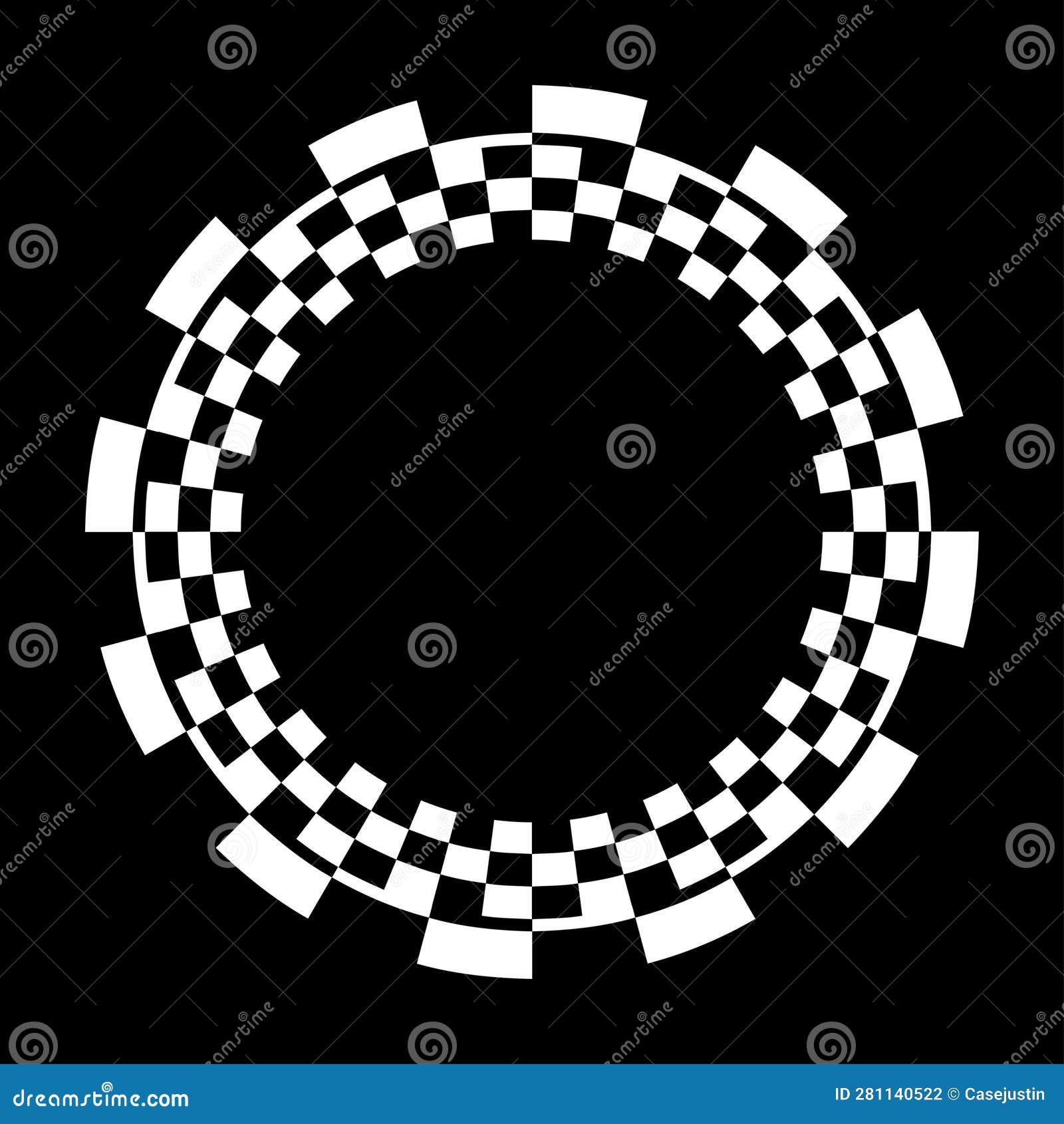 Circle Checkerboard Frame, Spiral Design Border Pattern, Black ...