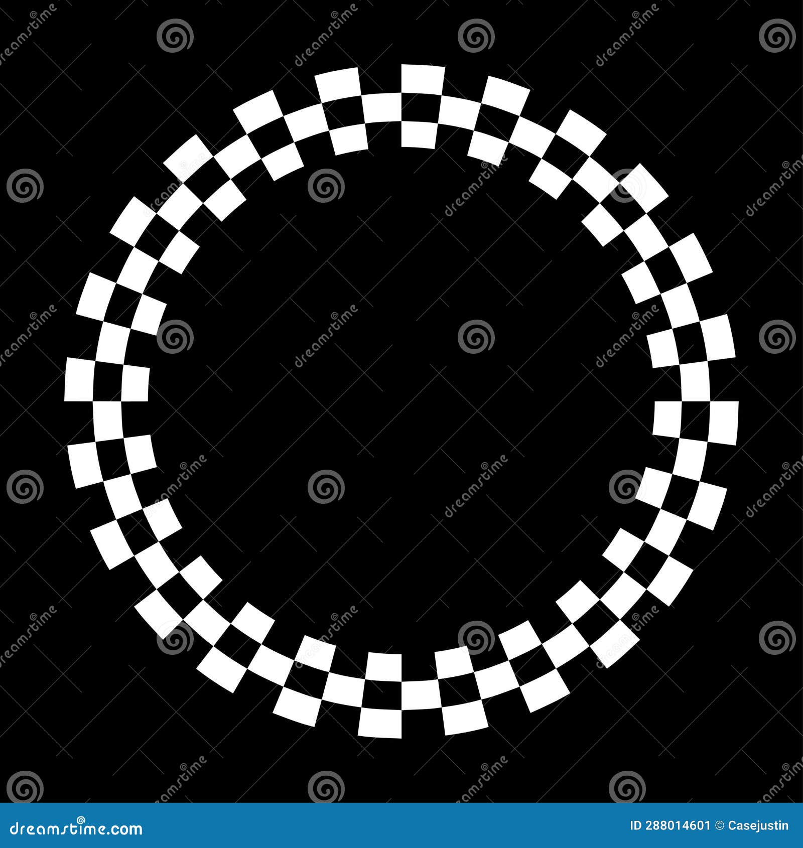 Circle Checkerboard Frame, Spiral Design Border Pattern, Black ...