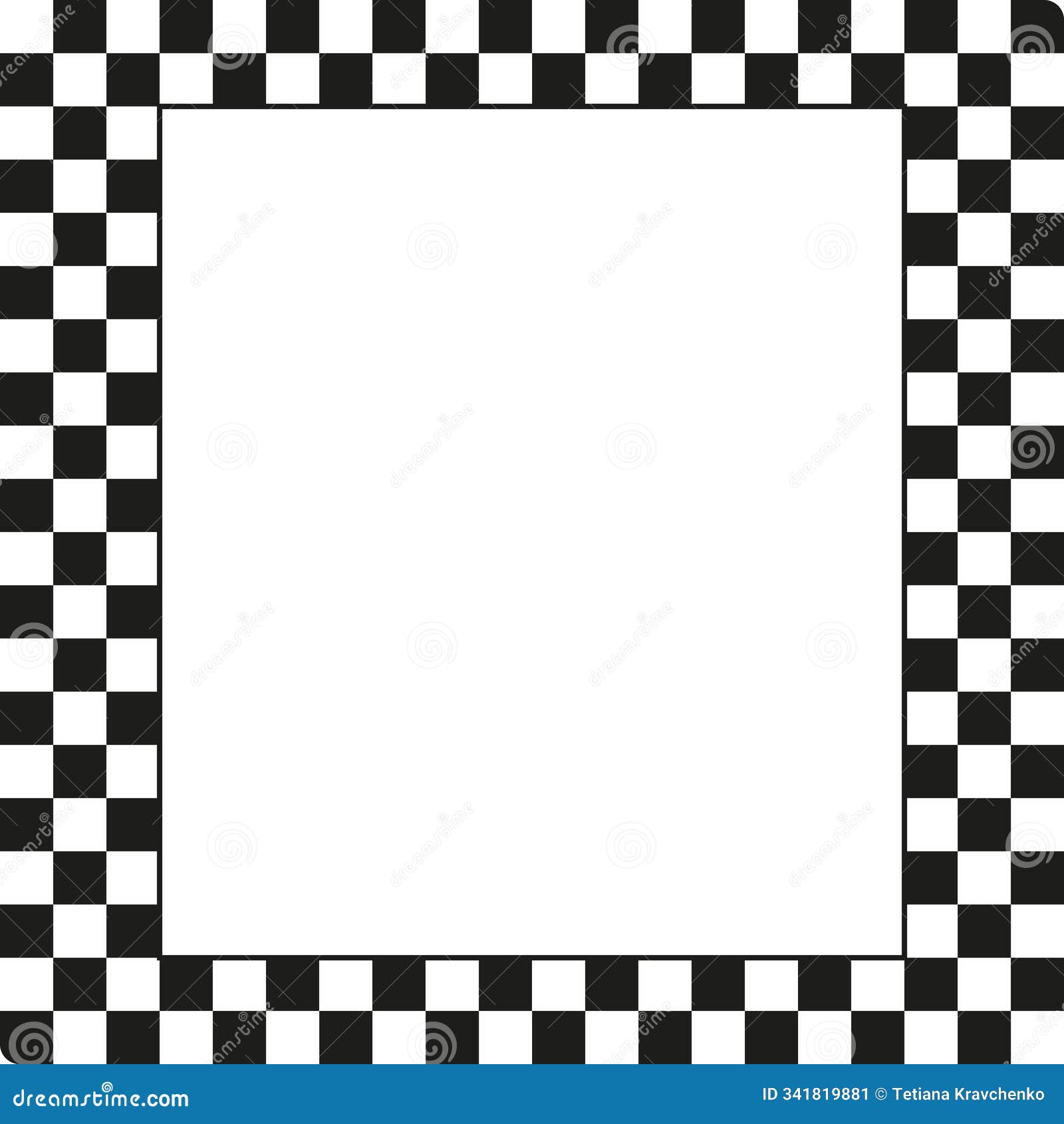Checkerboard Frame. Black White Border. Simple Square Pattern. Vector ...