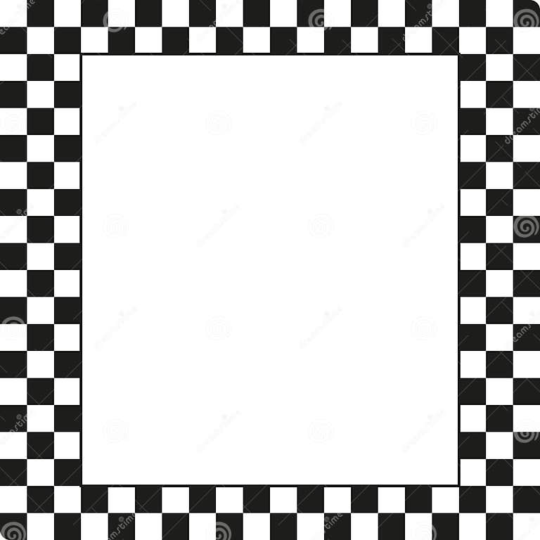 Checkerboard Frame. Black White Border. Simple Square Pattern. Vector ...