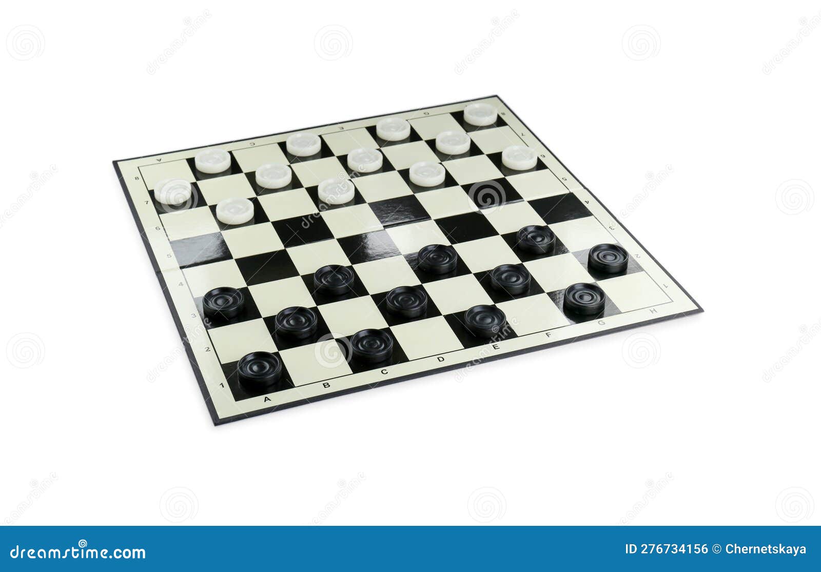 Checkerboard with Game Pieces Isolated on White Stock Photo - Image of ...