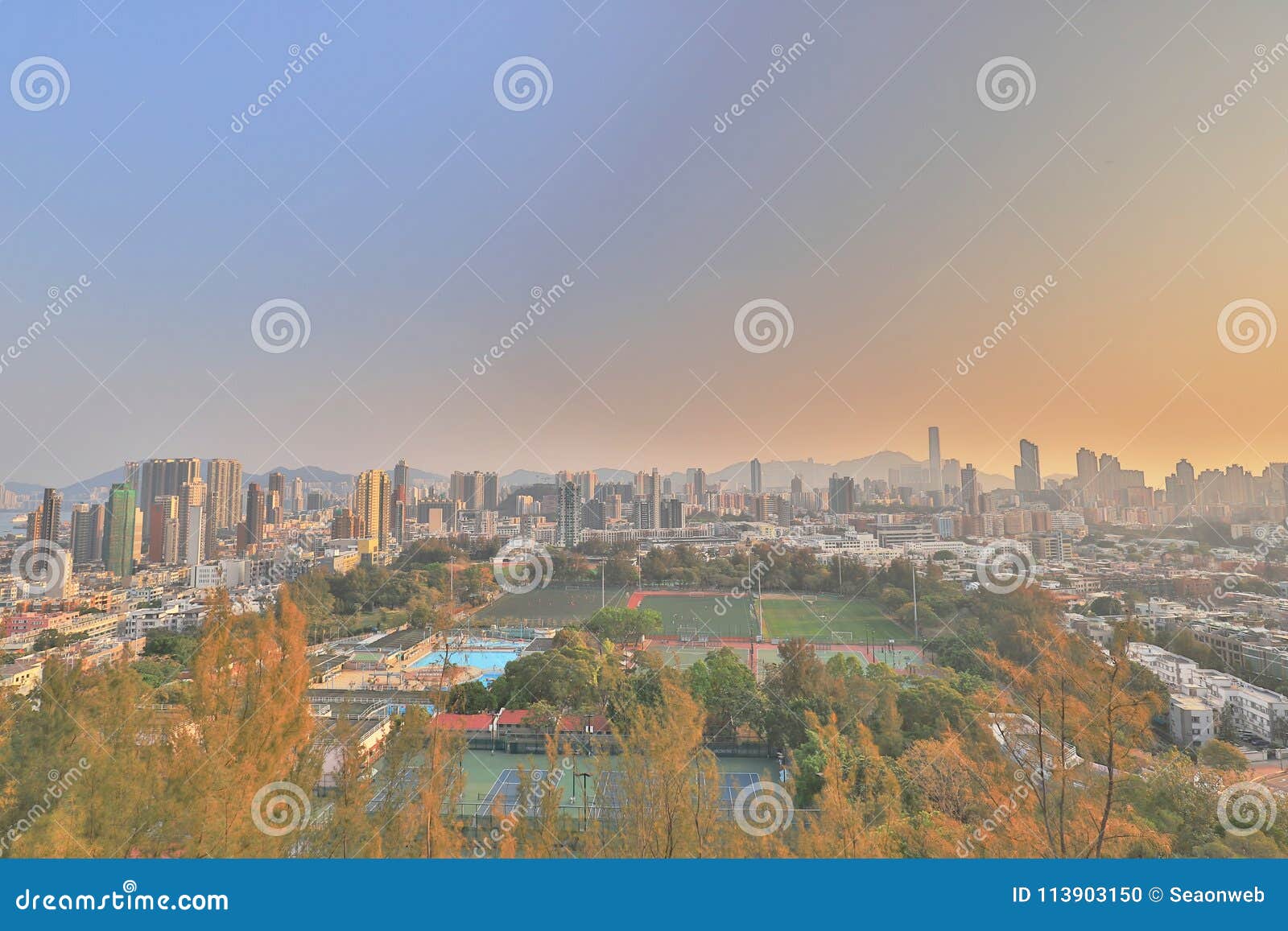 The Checkerboard Hill View of a Kowloon Stock Photo - Image of urban ...