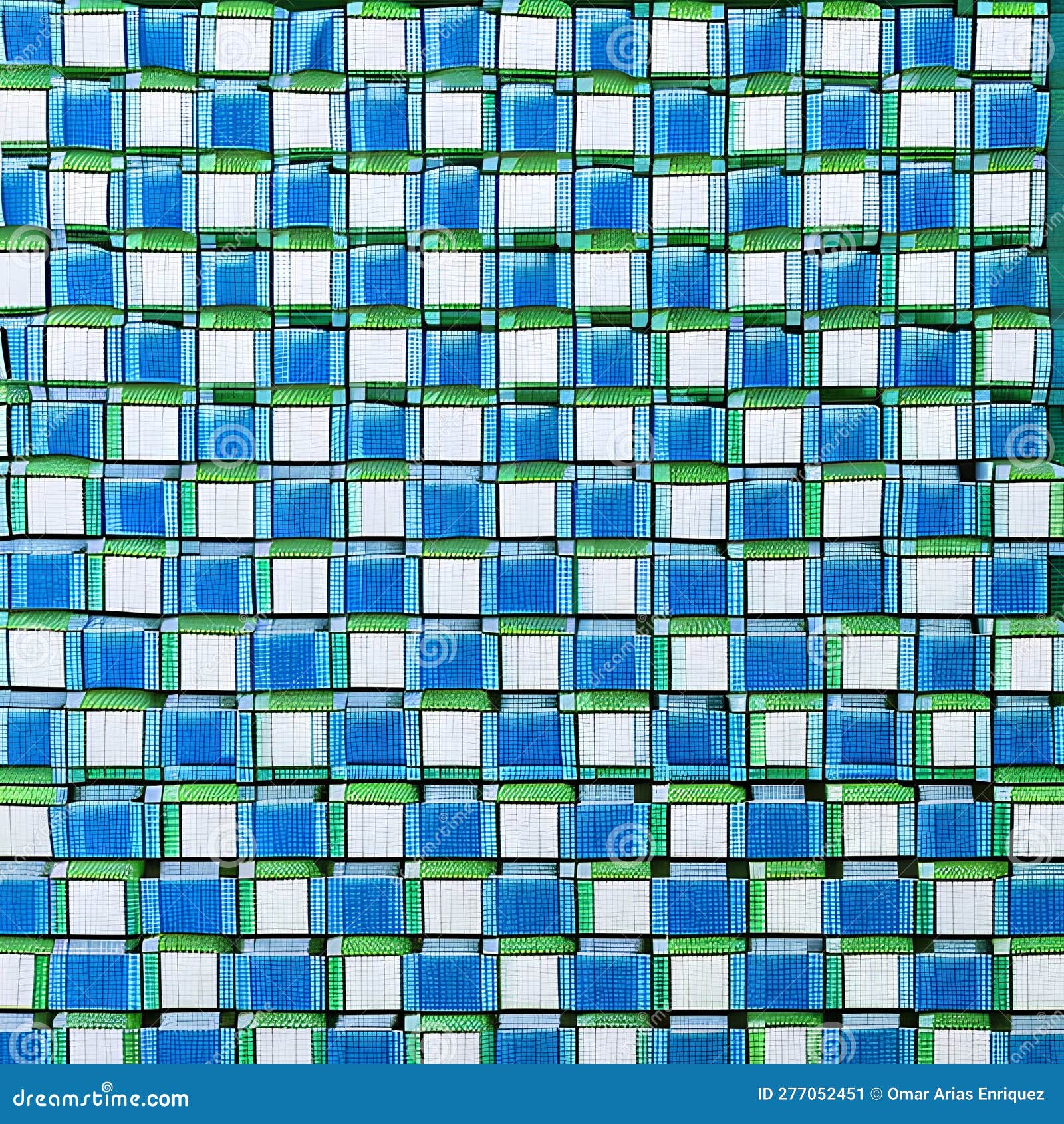 A Checkerboard Pattern of Squares in Shades of Blue and Green, with a ...
