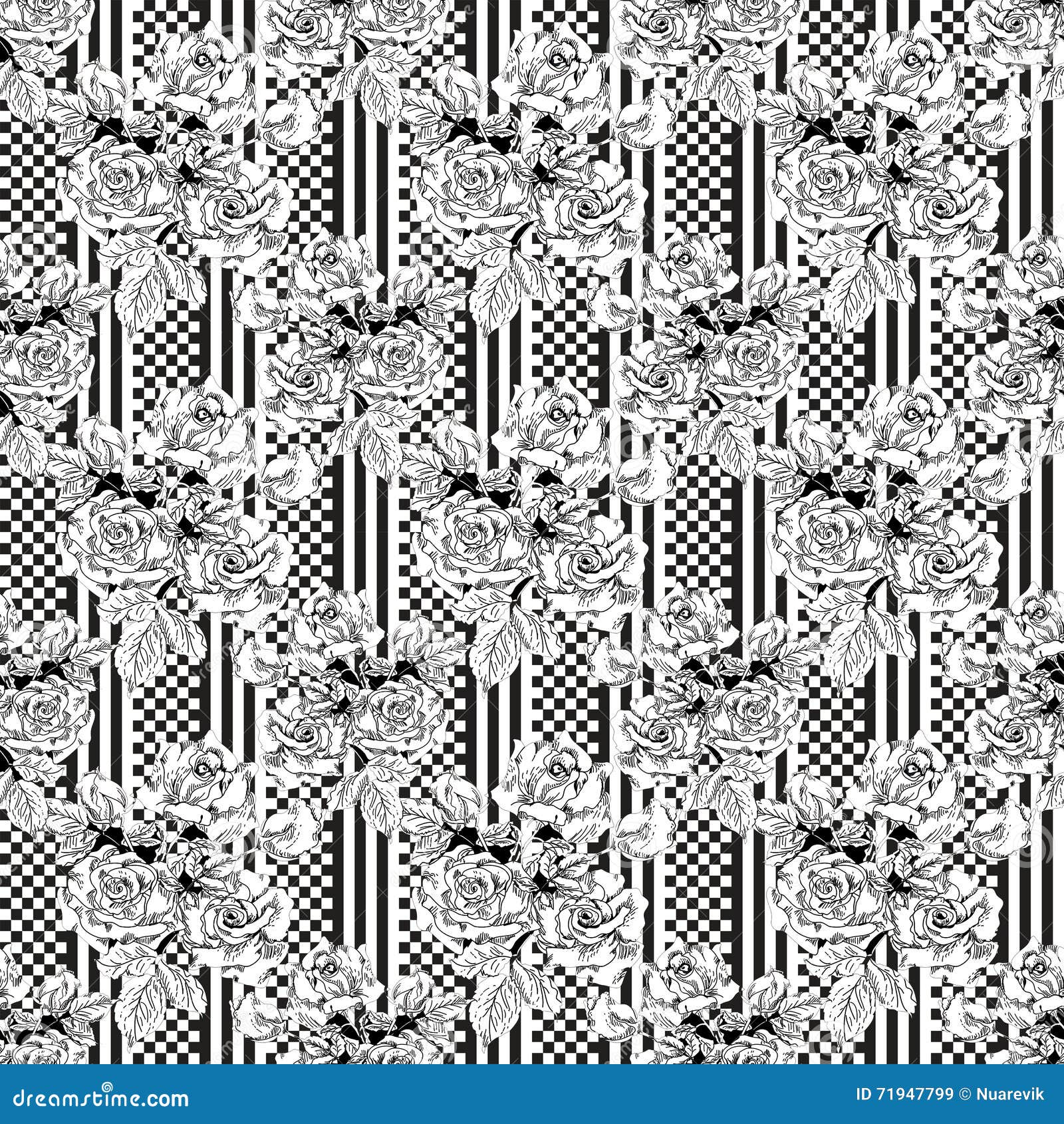 Checkerboard Seamless Pattern. Black And White Abstract, Geometric ...
