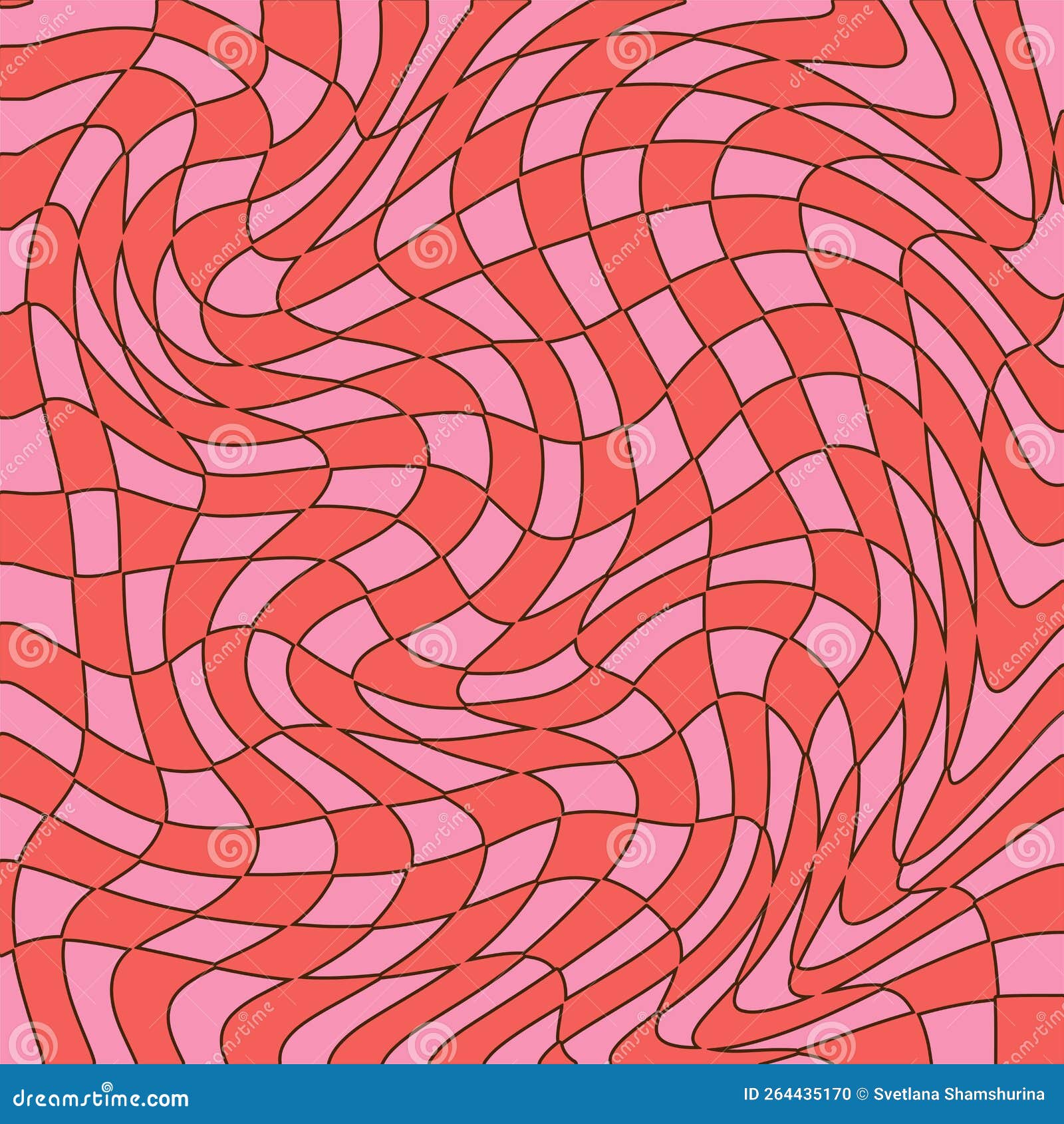 Checkered Background with Distorted Squares. Trippy Grid Retro ...