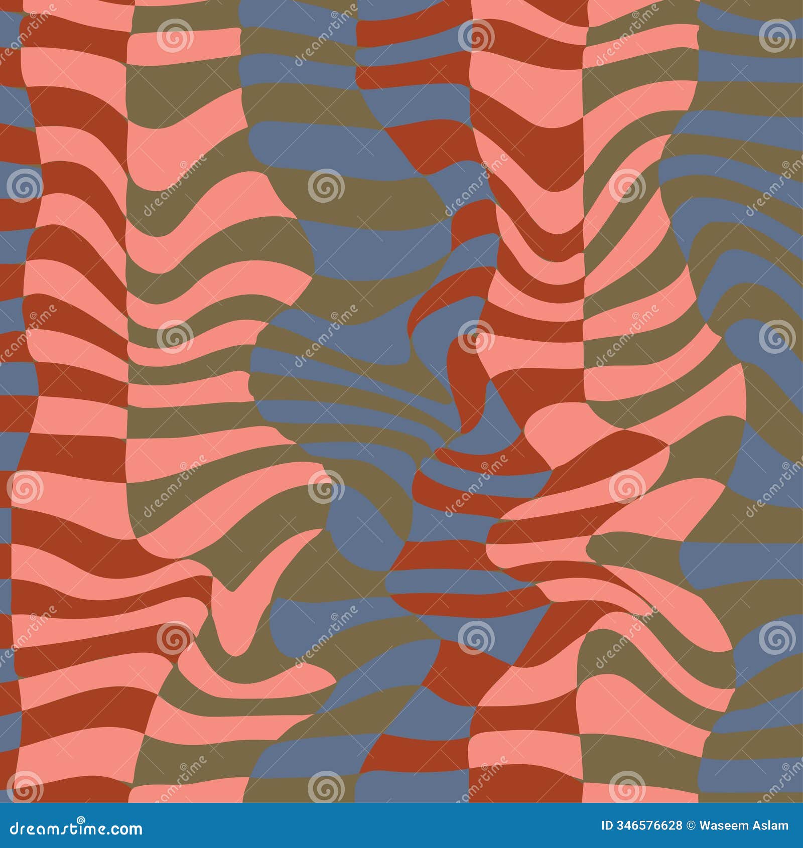 Trippy Grid Seamless Pattern With Daisy Flowers In 1960 Style. Childish ...