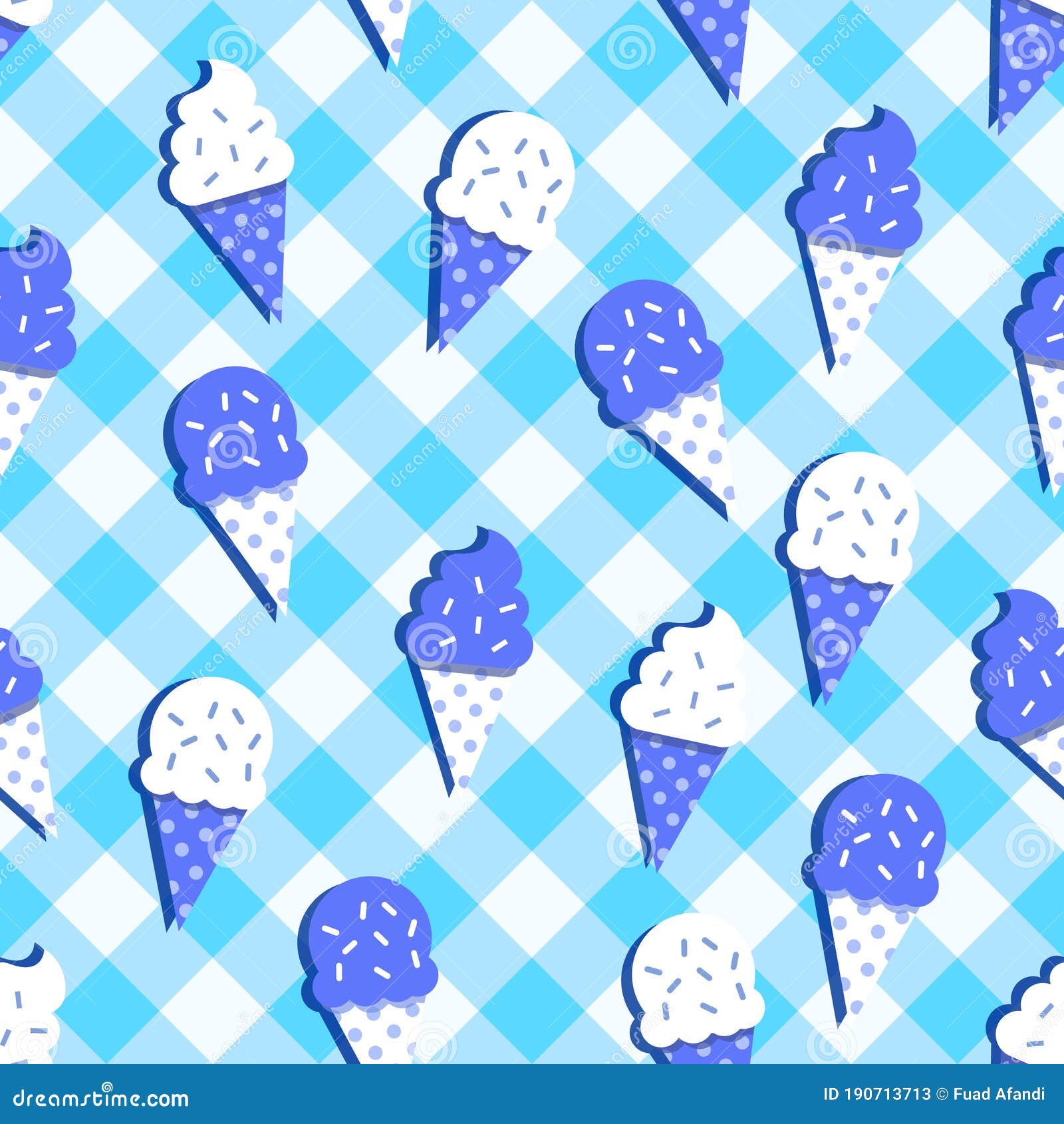Checkered Background Ice Cream Vector Pattern Stock Vector ...