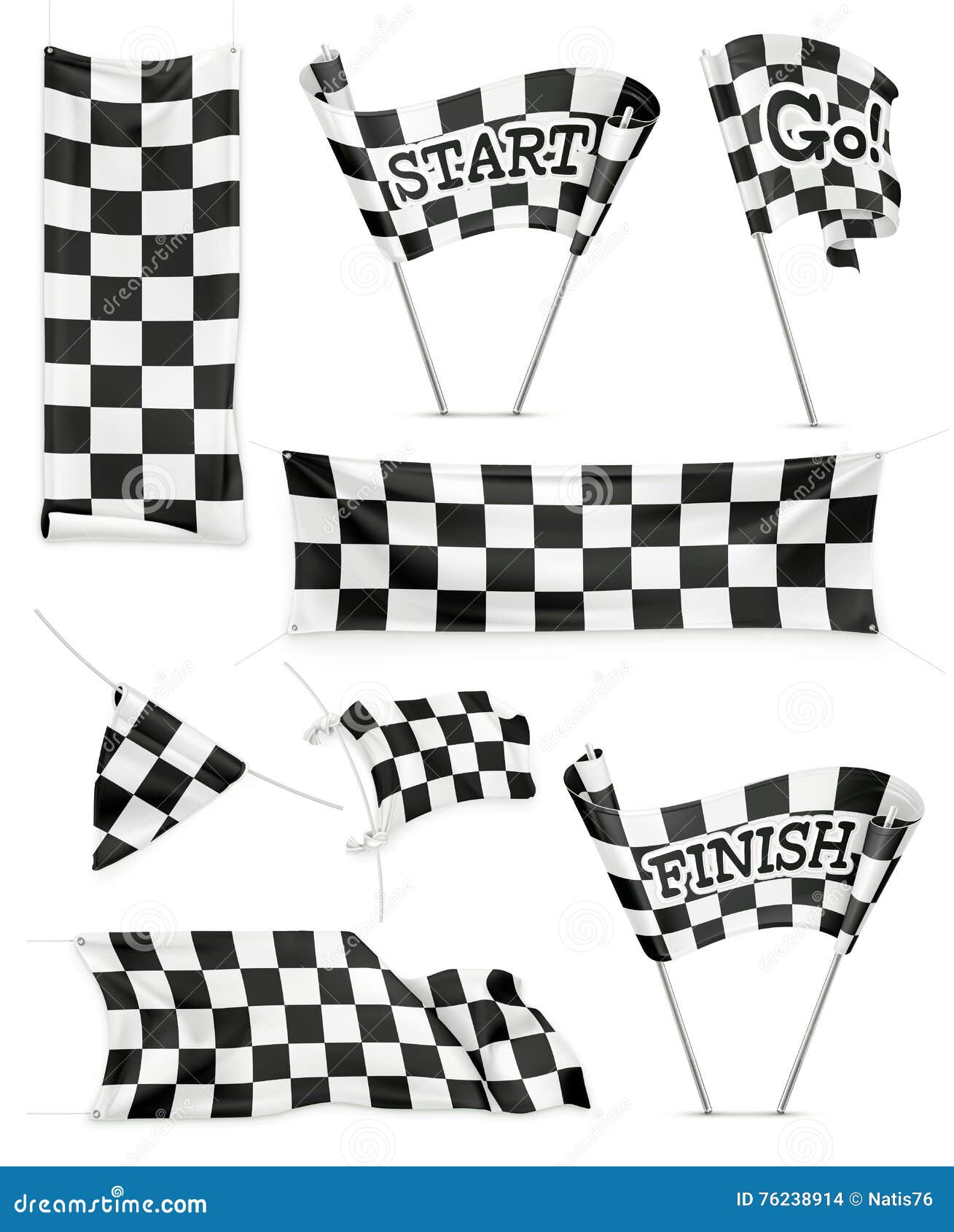 Checkered Banners and Flags Stock Vector - Illustration of auto, race ...
