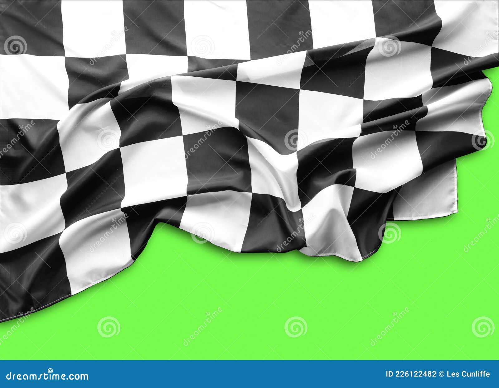 Checkered flag on green stock photo. Image of achievement - 226122482