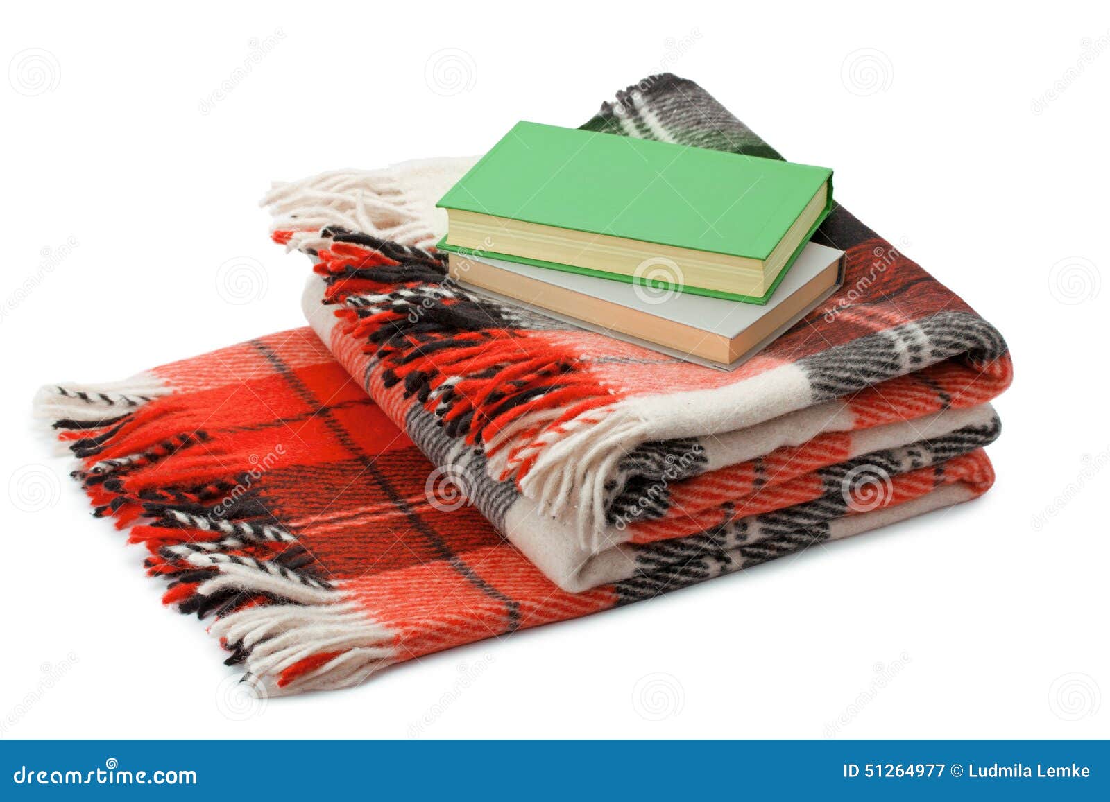 Checkered Blanket and Books Stock Image - Image of cloth, geometric ...