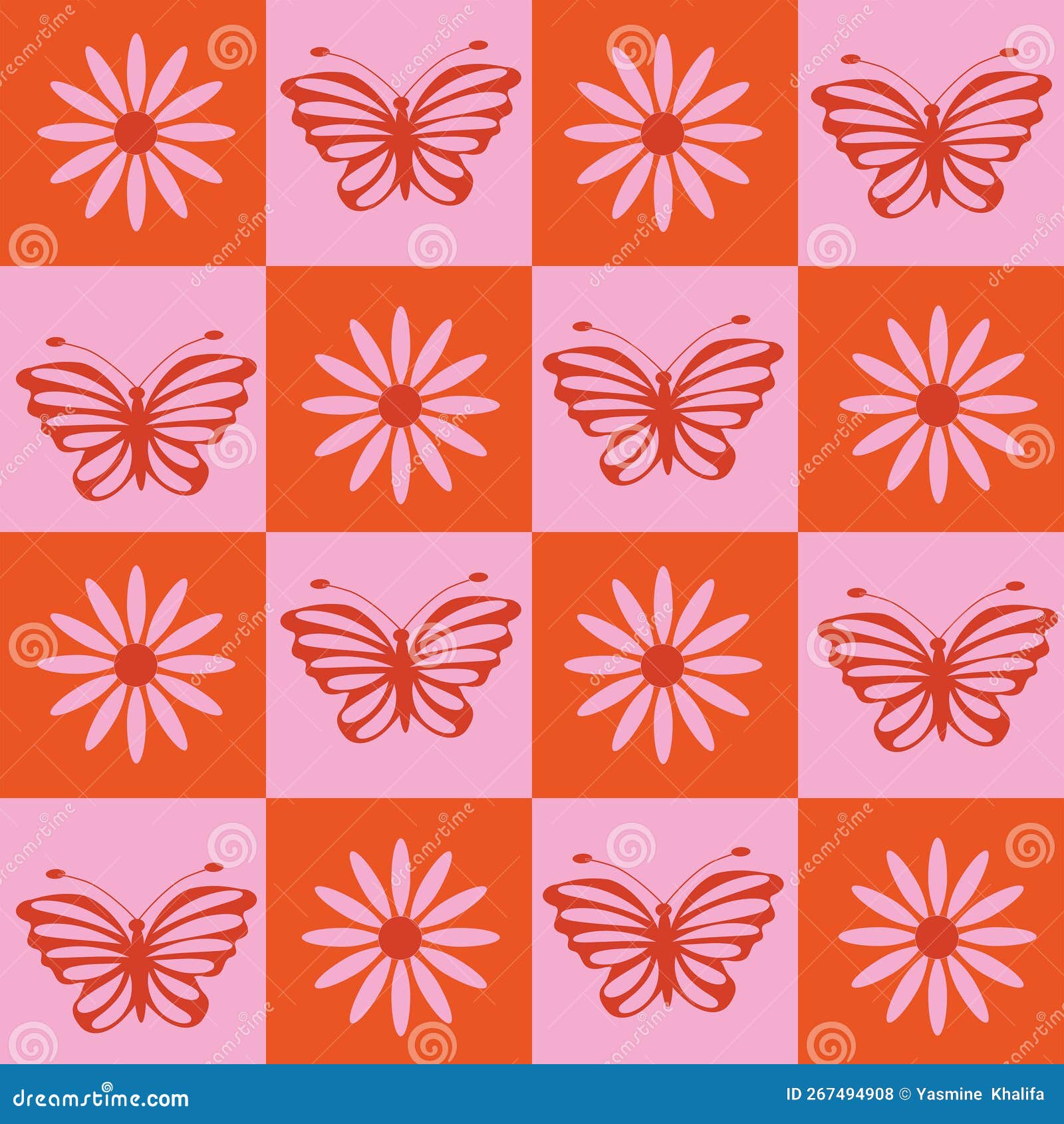 Checkerboard With Butterflies Vector Illustration | CartoonDealer.com ...