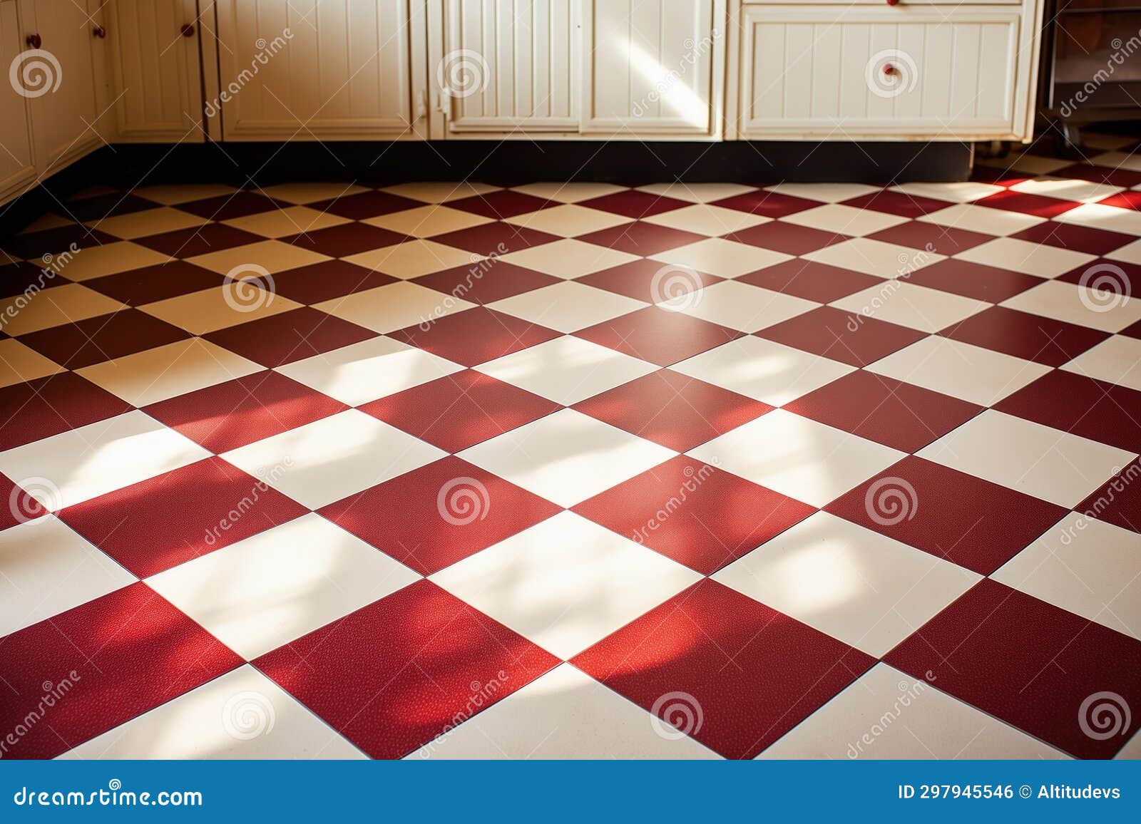 Checkered Ceramic Floor Tiles in a Kitchen Stock Photo - Image of ...