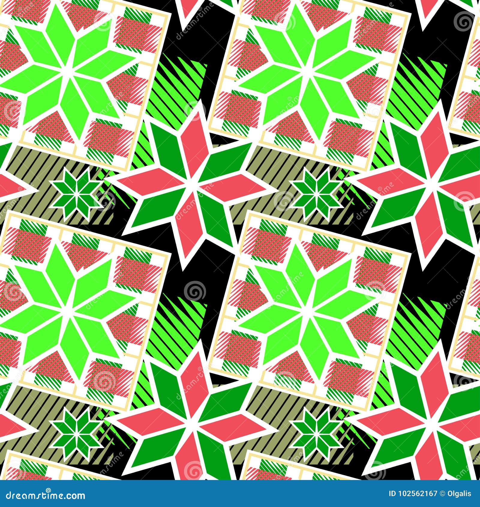 Checkered Christmas Seamless Pattern. Stock Illustration - Illustration ...