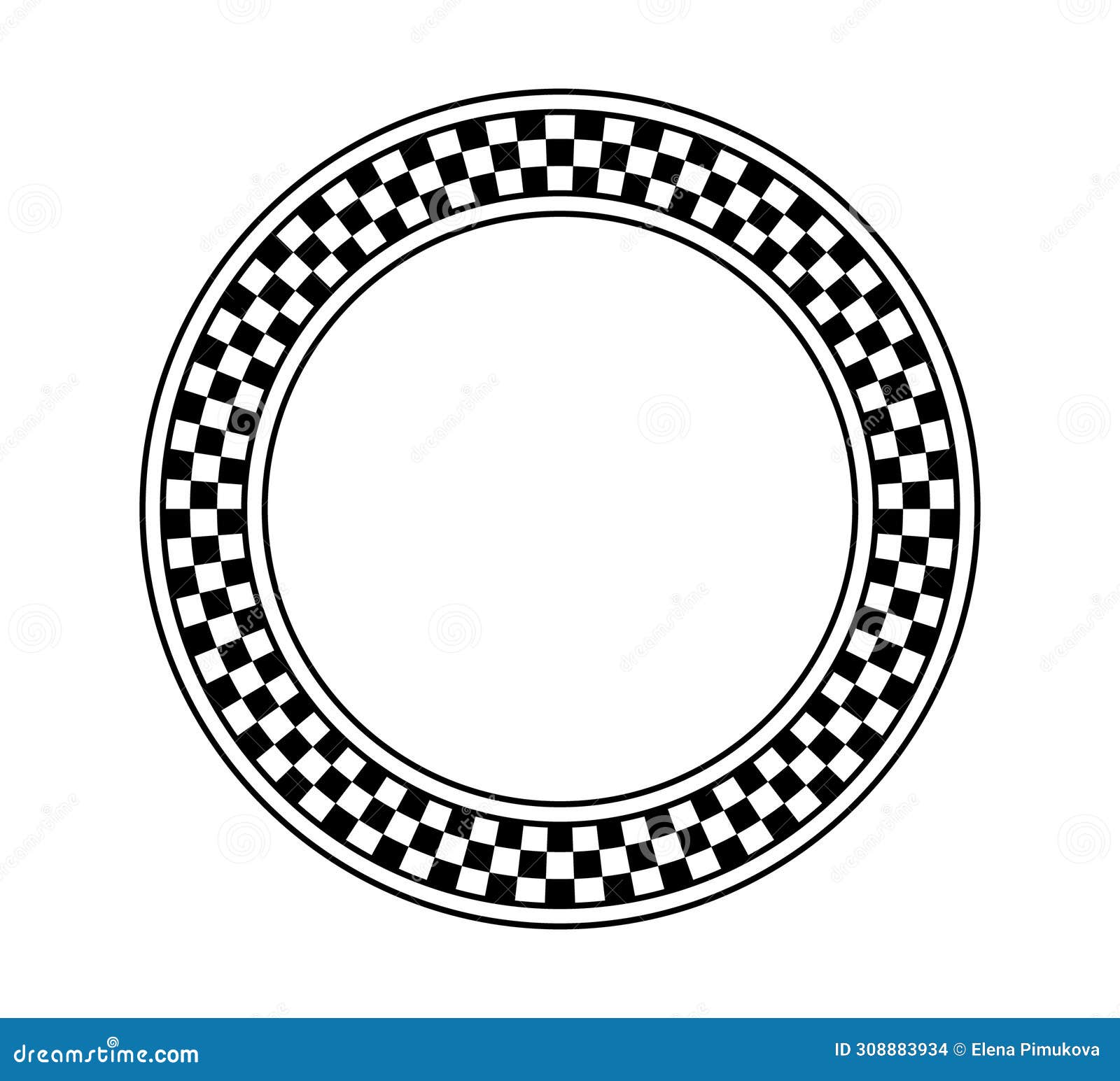 Checkered Circle Frame. Circle Frame with Checkerboard Geometric ...