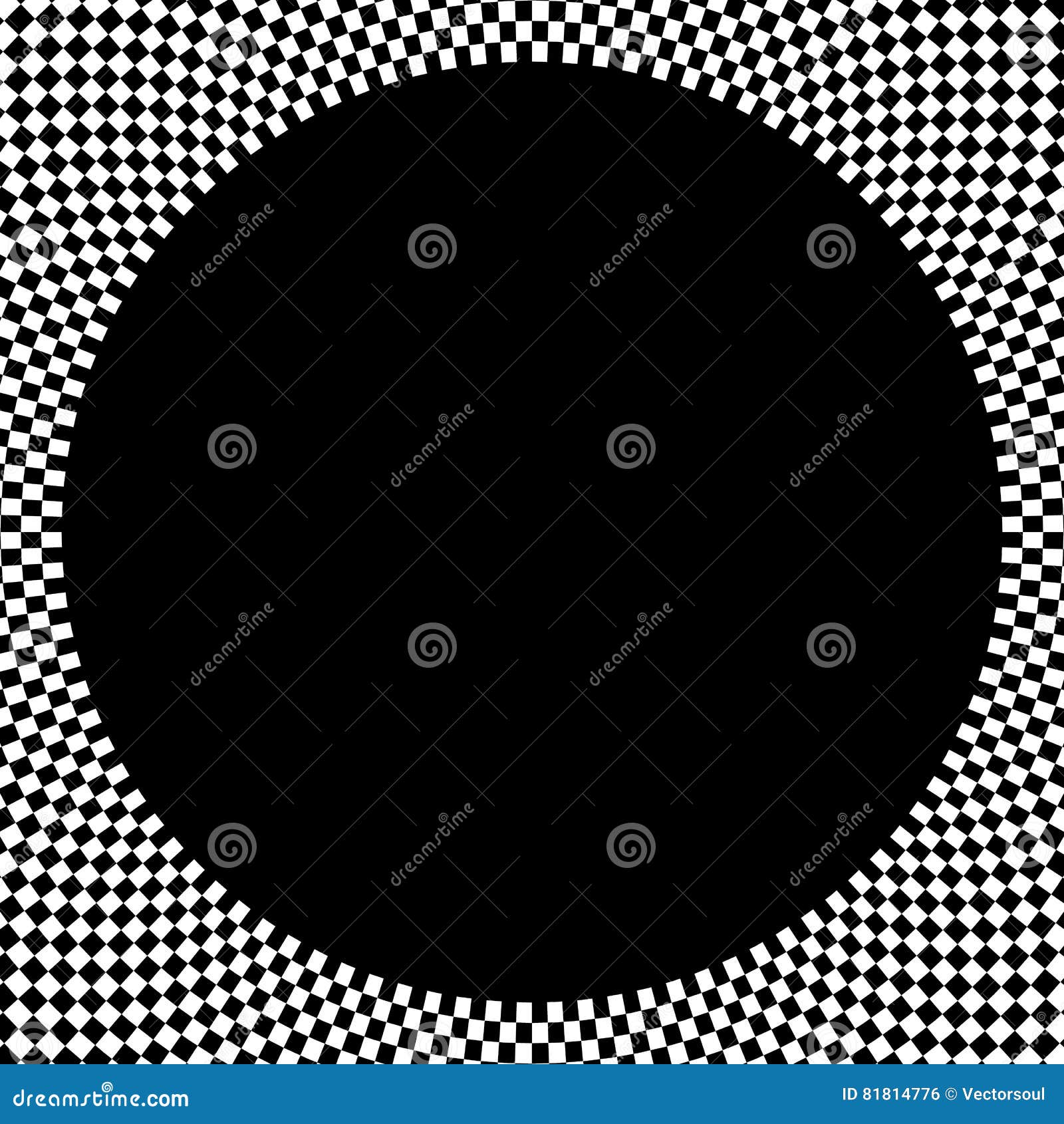 Checkered Circular Element. Abstract Monochrome Graphic with Squared ...
