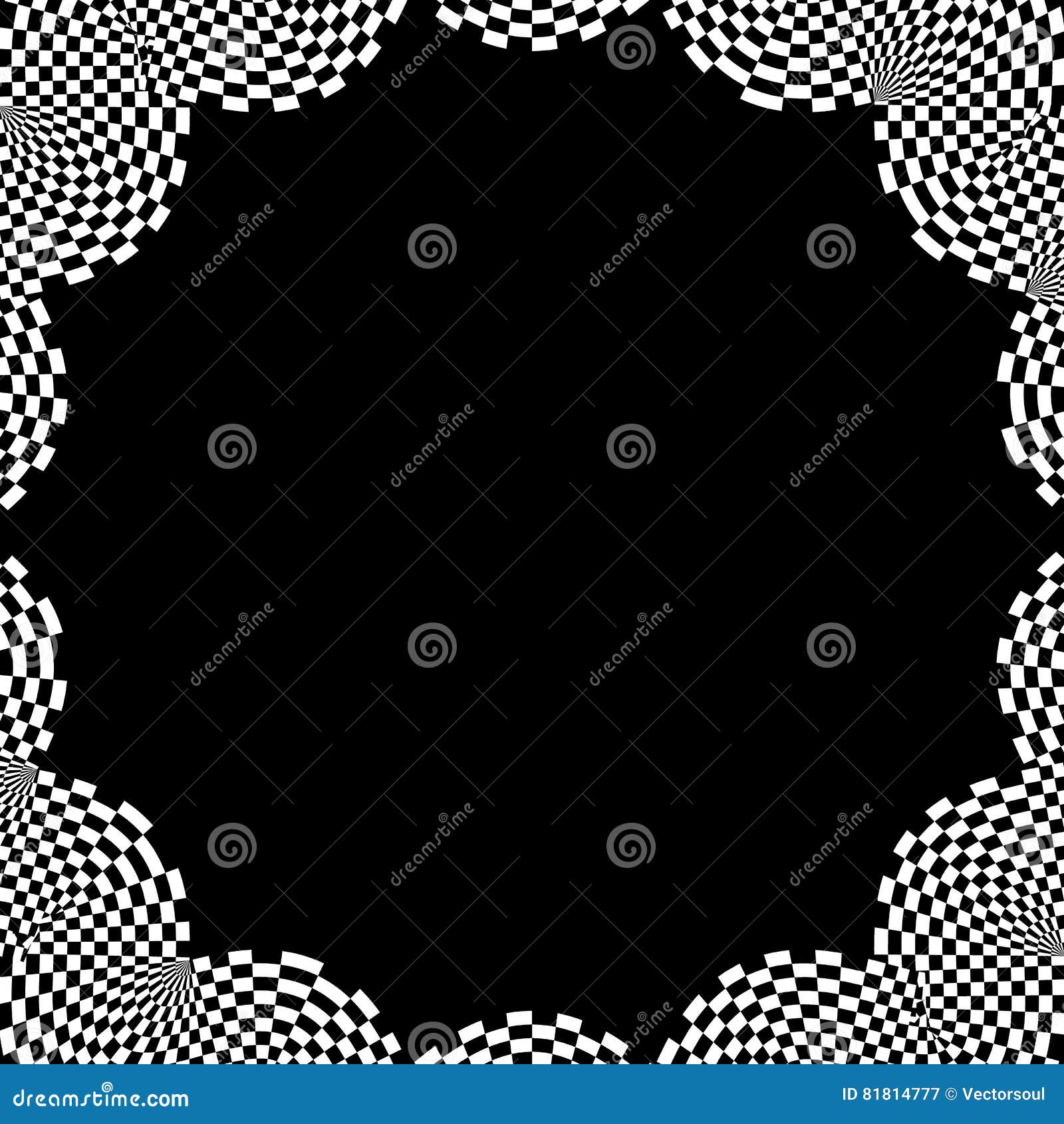 Checkered Circular Element. Abstract Monochrome Graphic with Squared ...