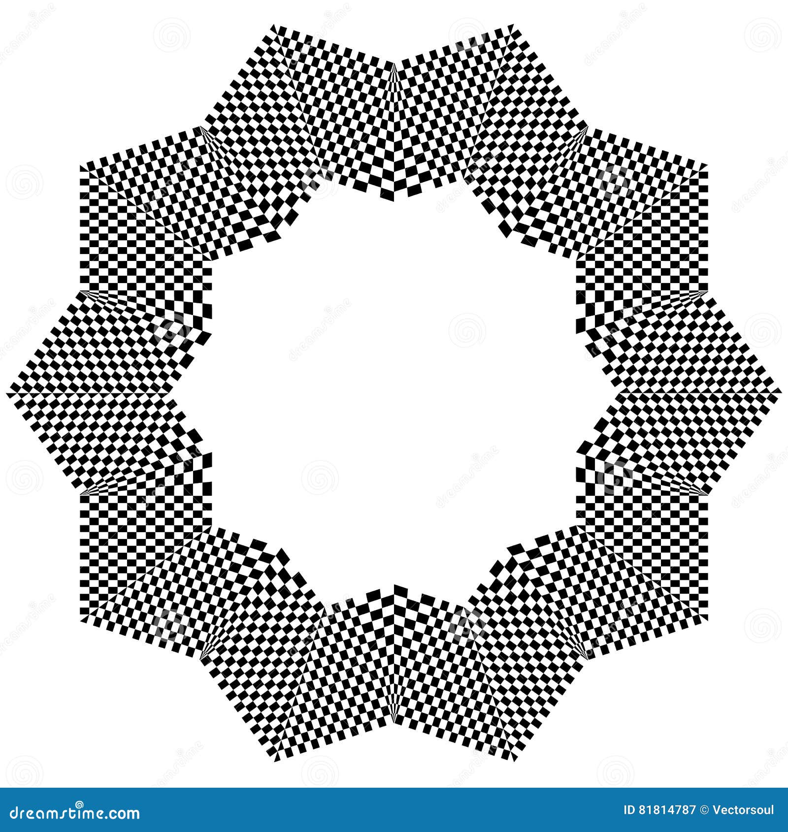 Checkered Circular Element. Abstract Monochrome Graphic with Squared ...