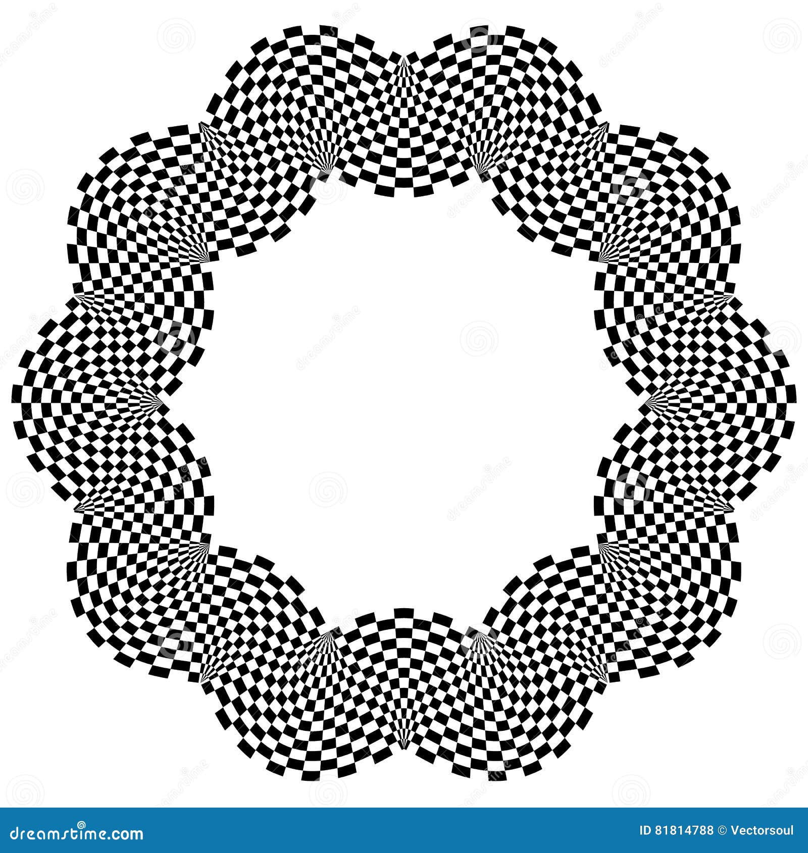 Checkered Circular Element. Abstract Monochrome Graphic with Squared ...