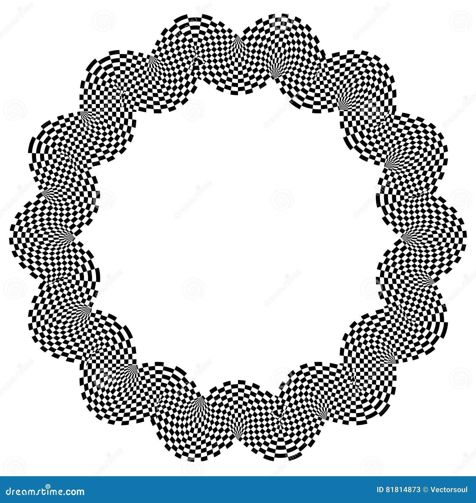 Checkered Circular Element. Abstract Monochrome Graphic with Squared ...