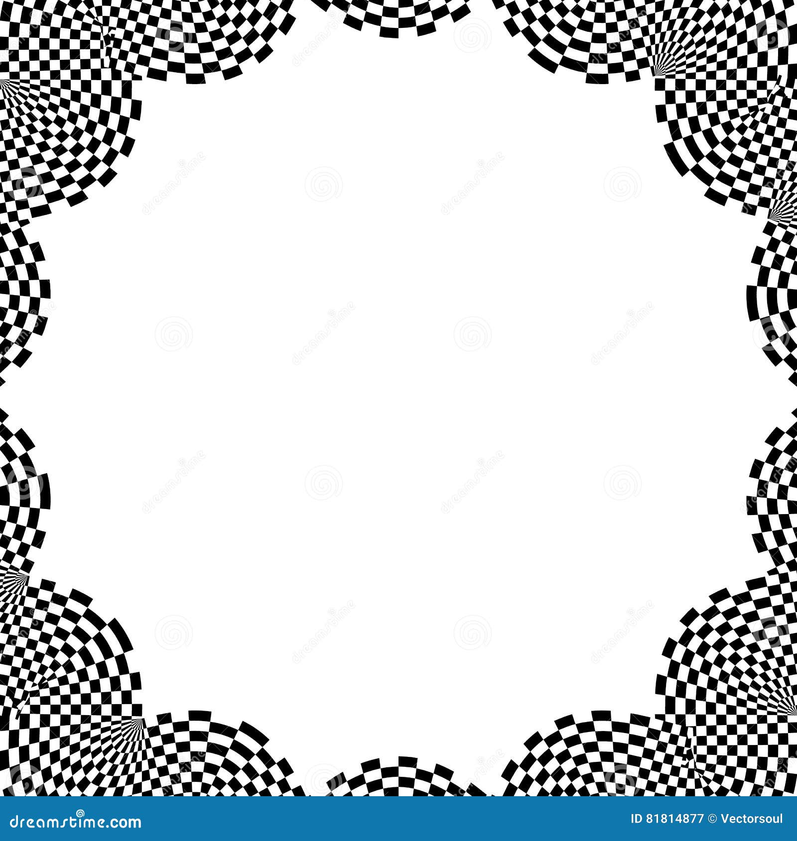 Checkered Circular Element. Abstract Monochrome Graphic with Squared ...