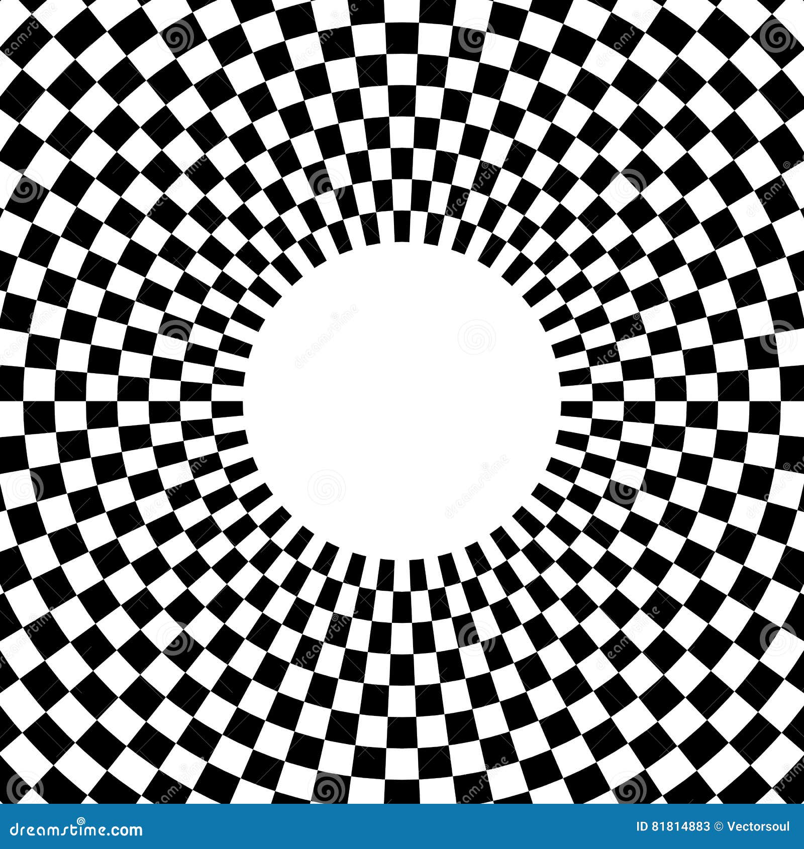 Checkered Circular Element. Abstract Monochrome Graphic with Squared ...