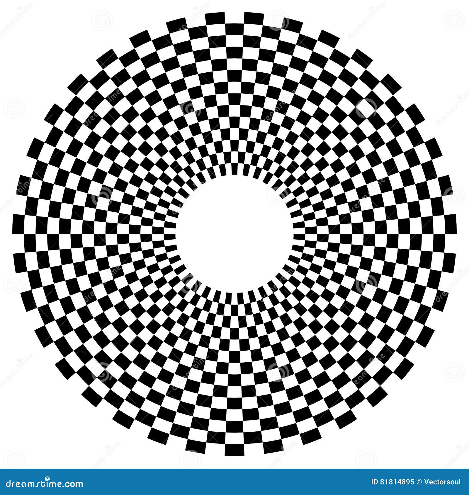 Checkered Circular Element. Abstract Monochrome Graphic with Squared ...
