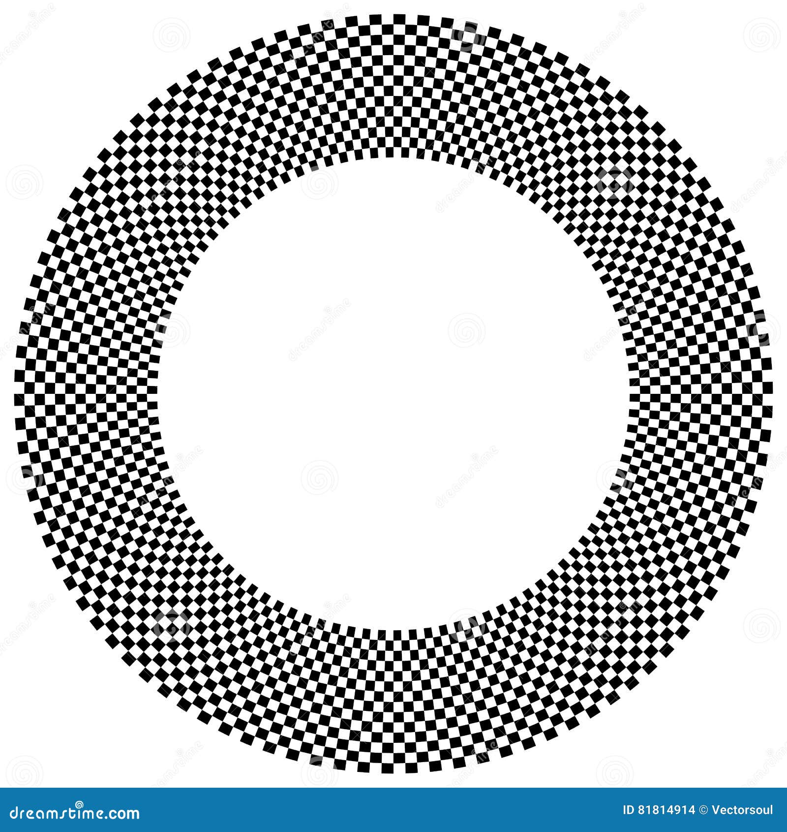 Checkered Circular Element. Abstract Monochrome Graphic with Squared ...