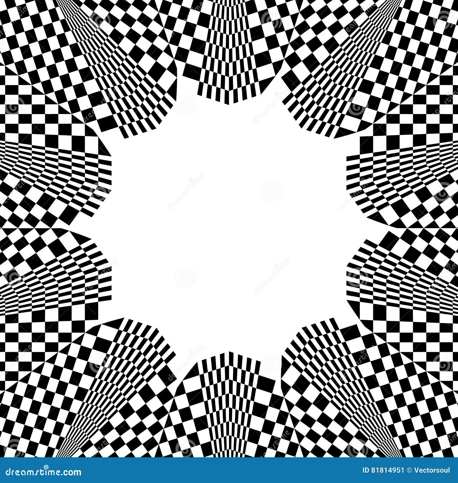 Checkered Circular Element. Abstract Monochrome Graphic with Squared ...