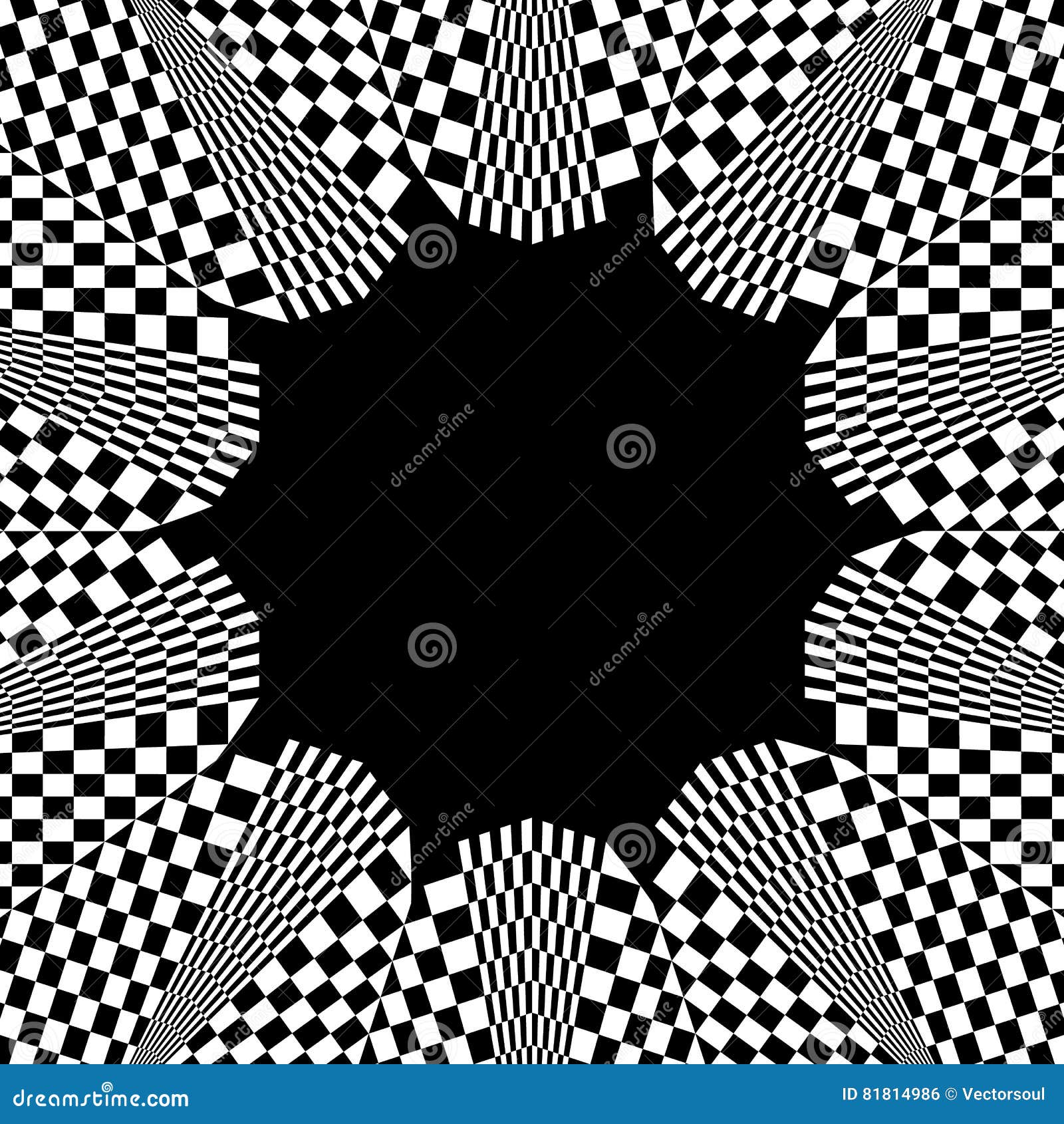 Checkered Circular Element. Abstract Monochrome Graphic with Squared ...