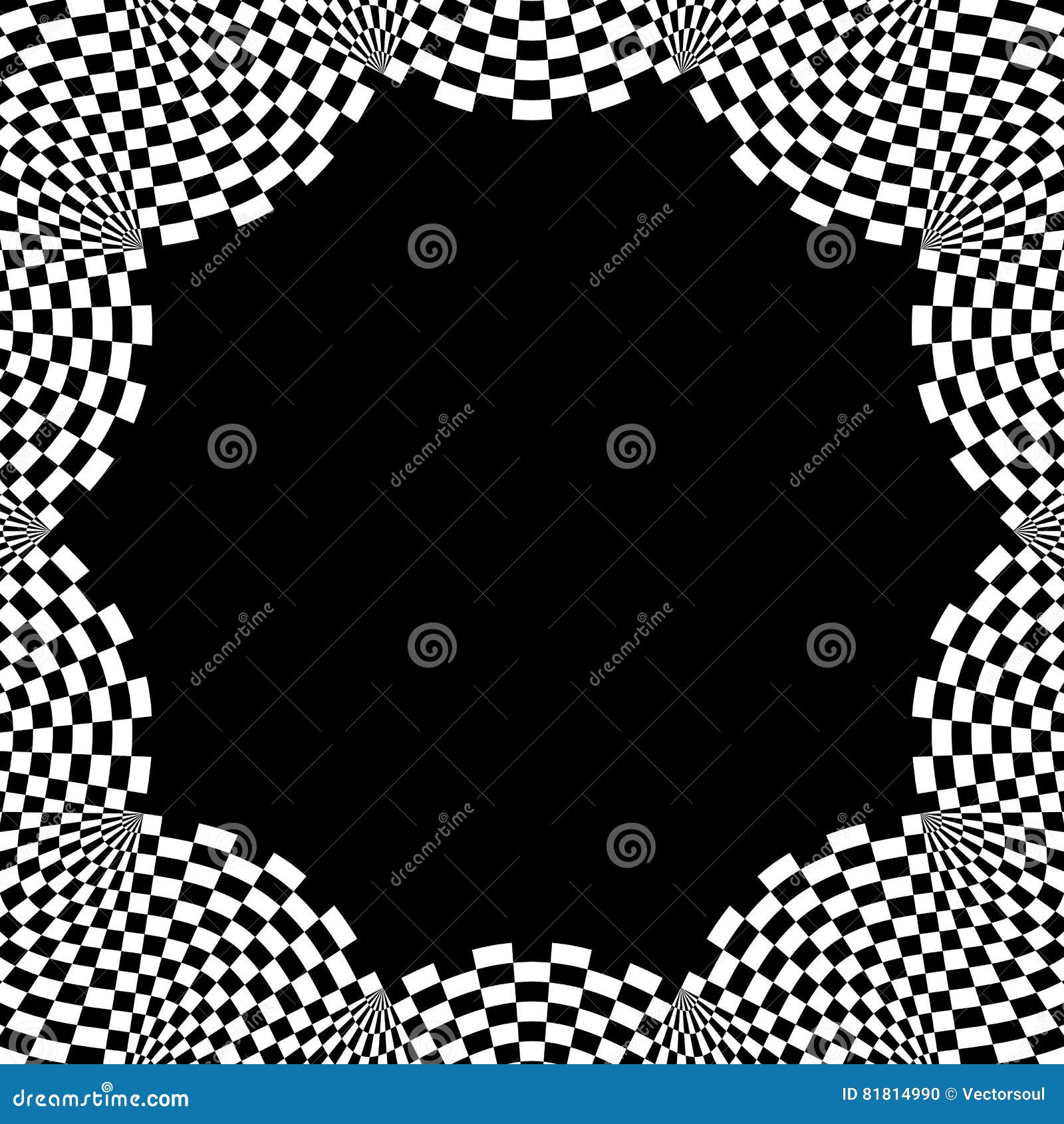 Checkered Circular Element. Abstract Monochrome Graphic with Squared ...